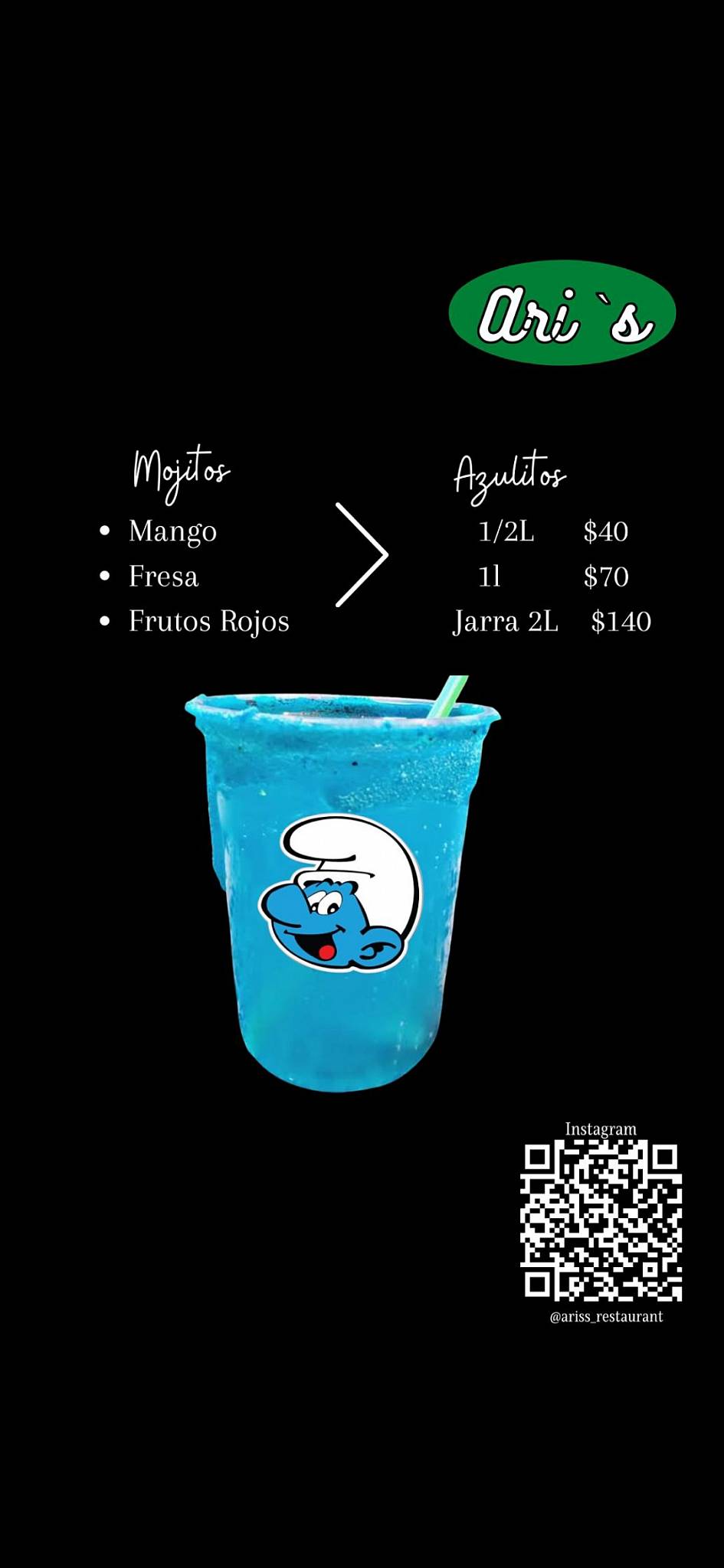 Carta de Aris Terraza Bar, Ciudad de México