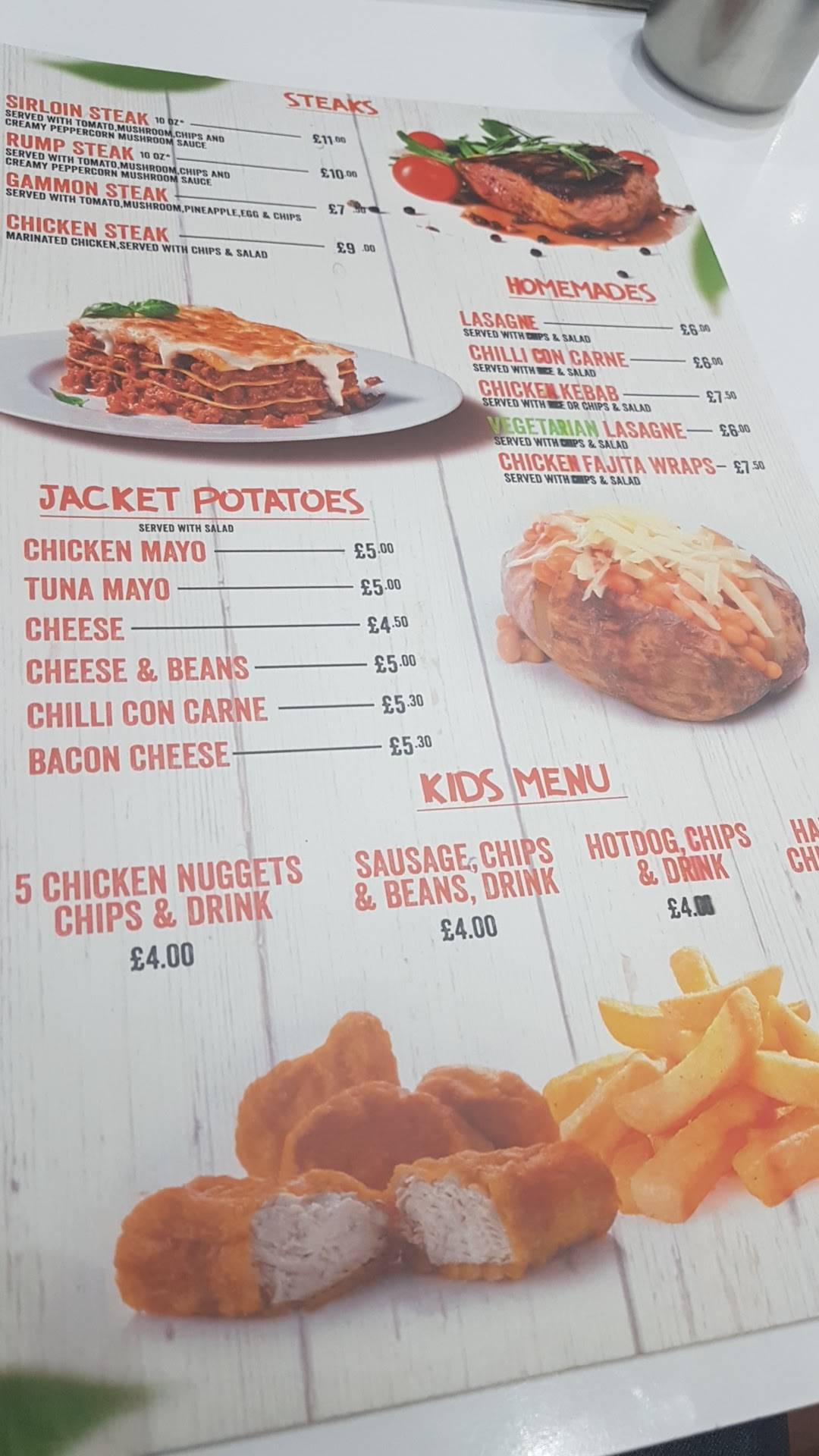 Menu at Arizona Diner & Cocktail Bar, Sheerness