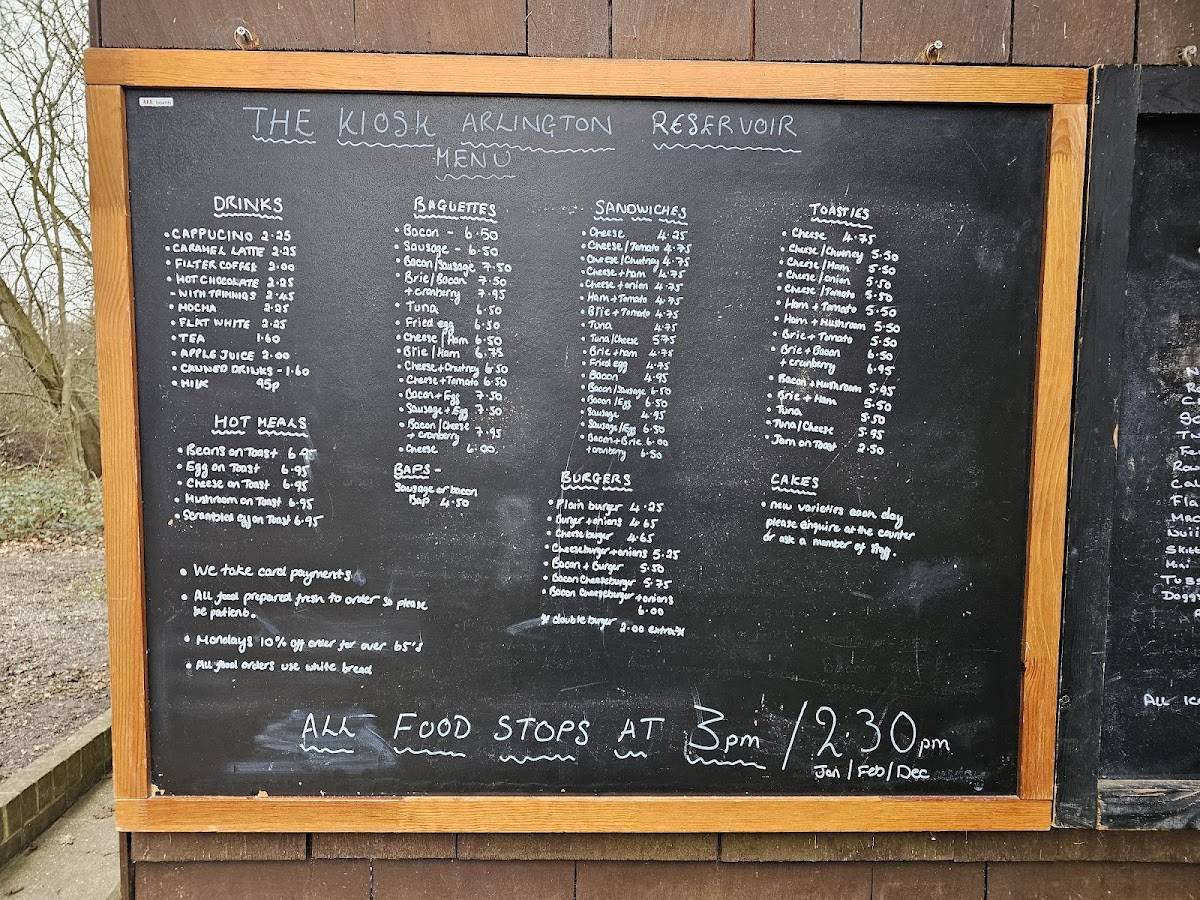 Menu at Arlington Reservoir Kiosk, Berwick