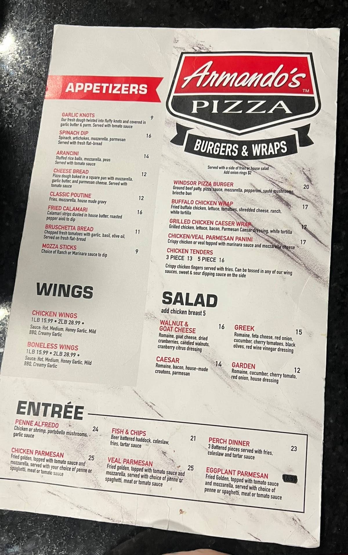 Menu at Armando's Pizza - LaSalle pizzeria, LaSalle, 221 Front Rd