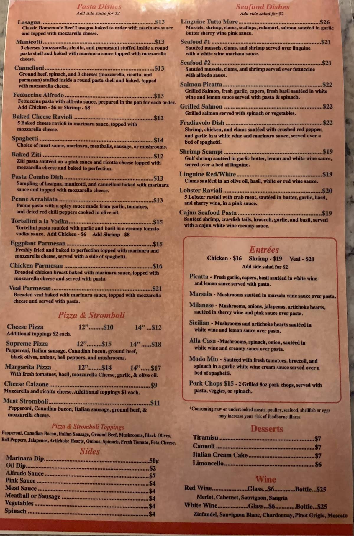 Menu at Aroma restaurant, Diamondhead