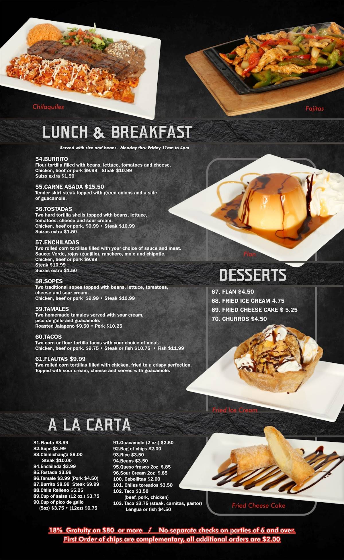 Menu at Asada Grill & Cantina restaurant, Highland, W 45th St