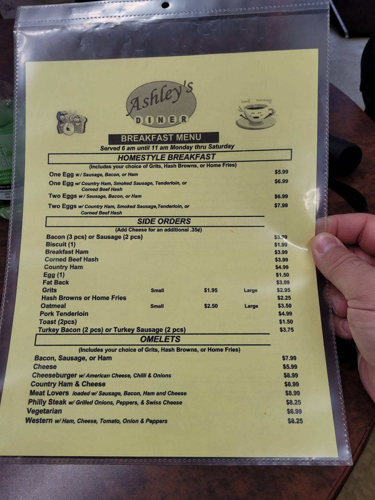 Menu at Ashley's Diner BBQ, Goldsboro