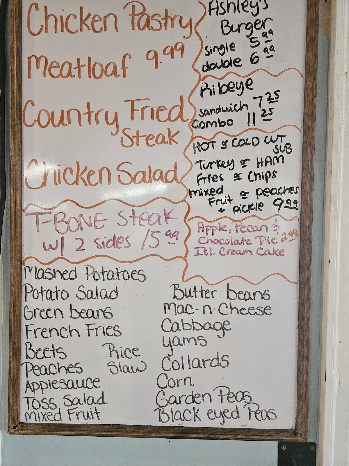 Menu at Ashley's Diner BBQ, Goldsboro