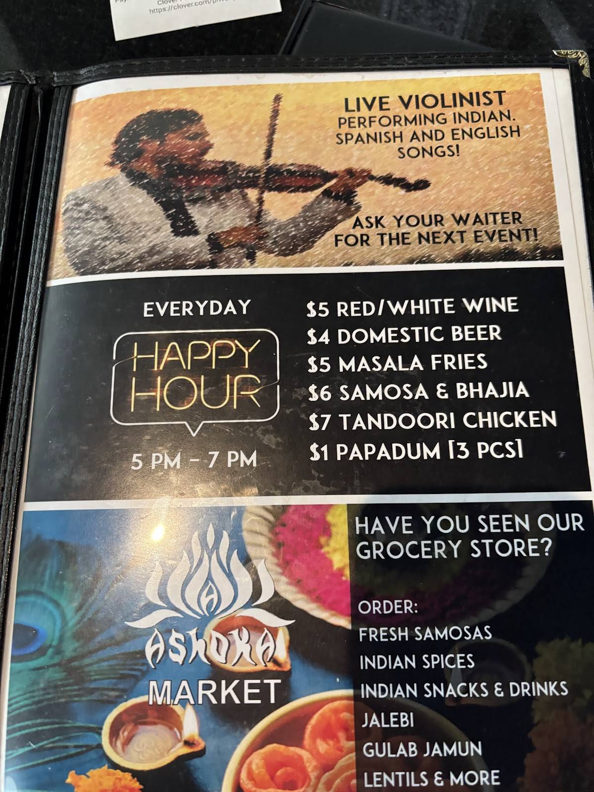 Menu at Ashoka Indian Restaurant - Miami, Miami, 295 NW 82nd Ave