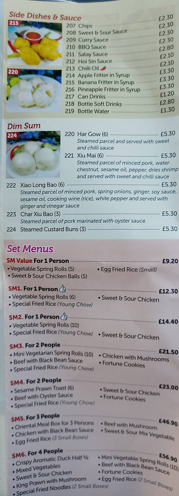 Menu at Asia Secret Recipes restaurant, March