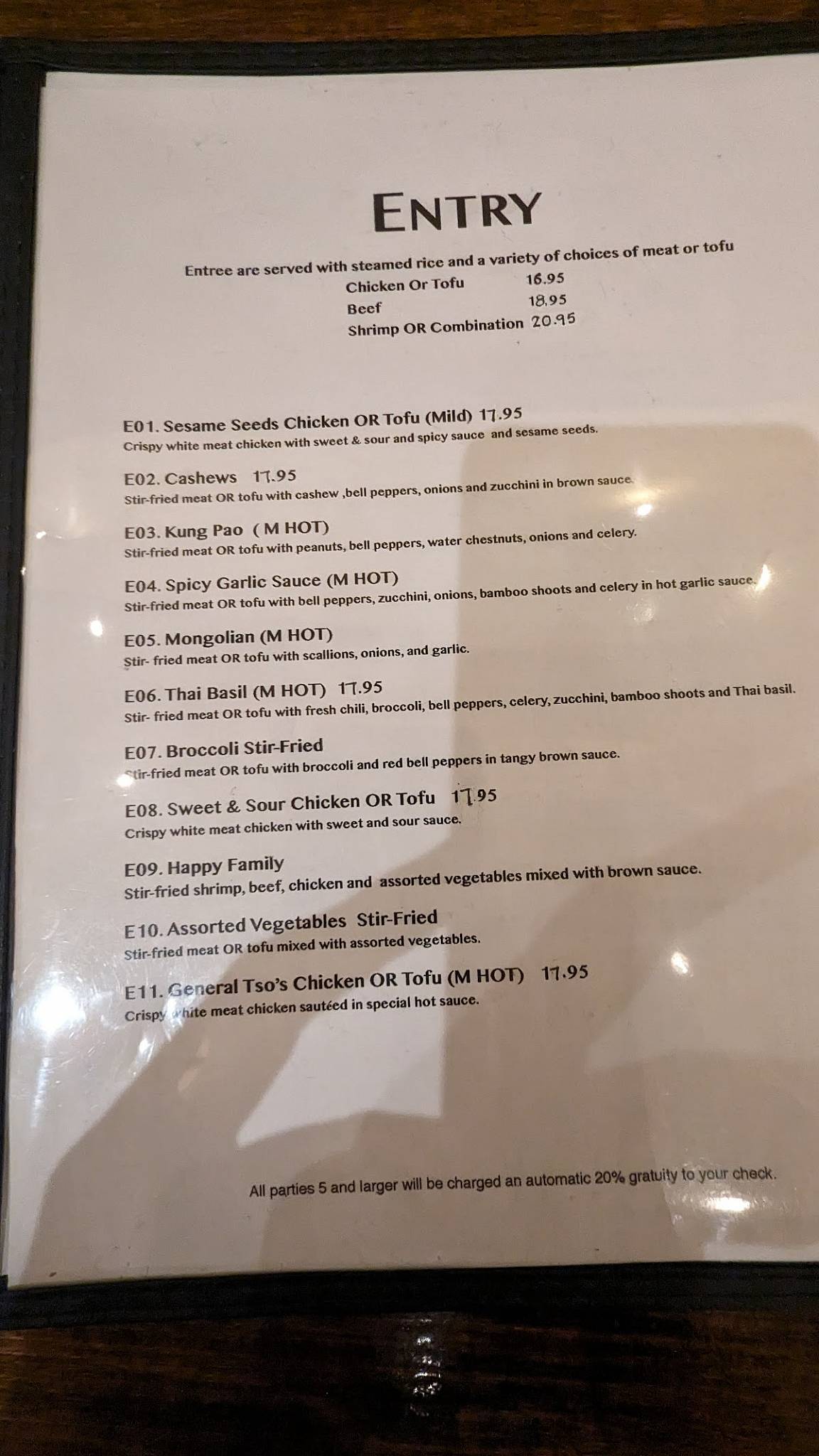 Menu at Asian Fusion restaurant, Fairplay, US Hwy 285