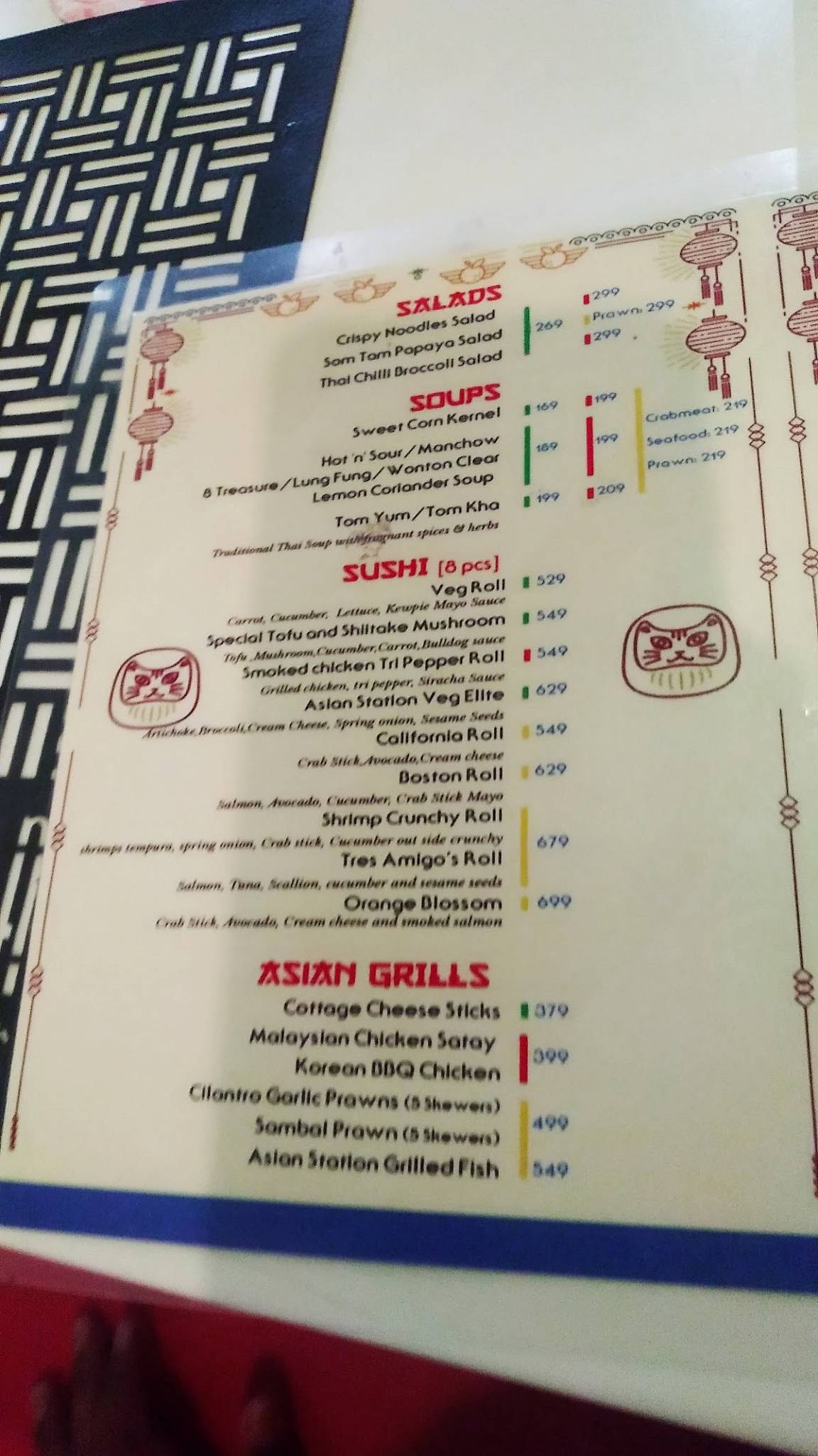 Menu at Asian Station, Chennai, 17