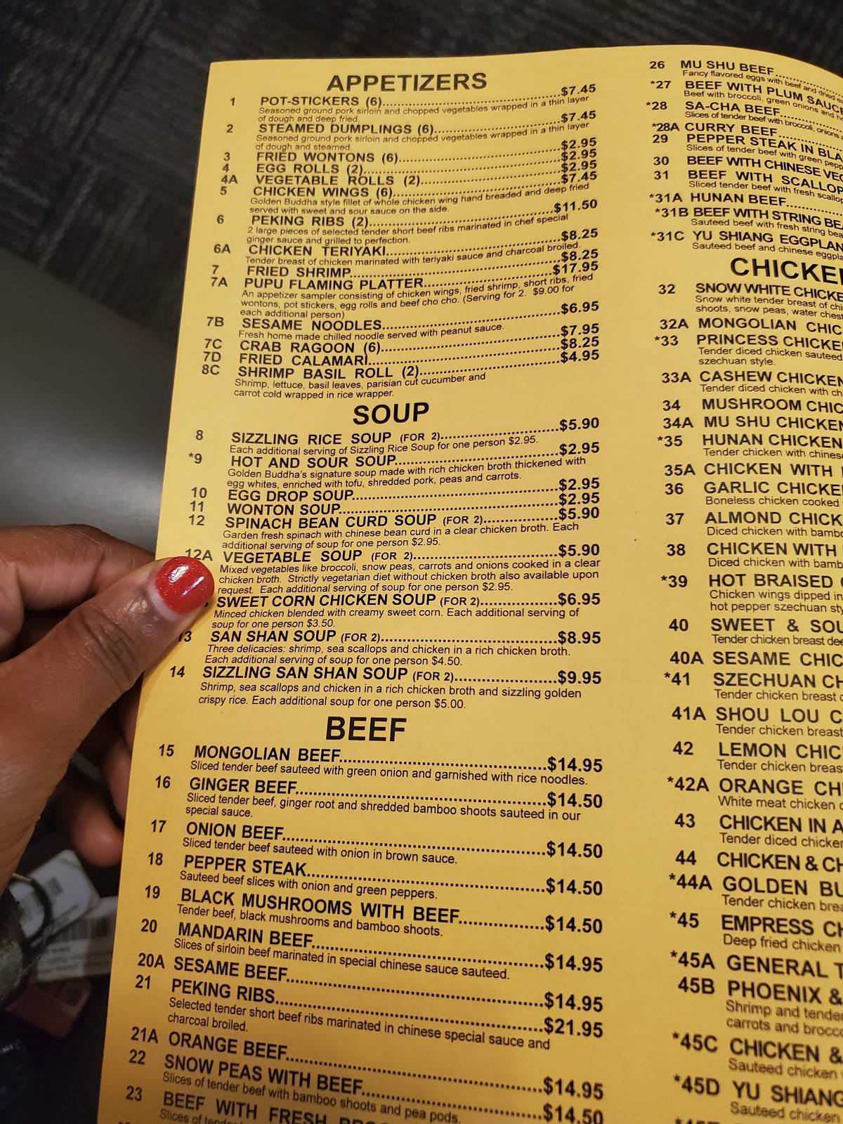 Menu at Golden Buddha Restaurant, Decatur, Clairmont Rd