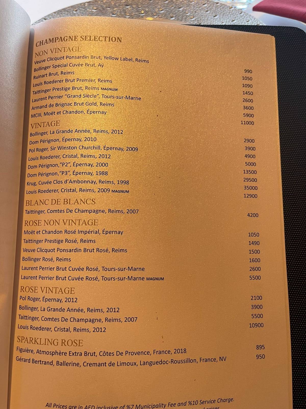 Menu at Atmosphere Burj Khalifa restaurant, Dubai, 57XF+J8R Burj ...