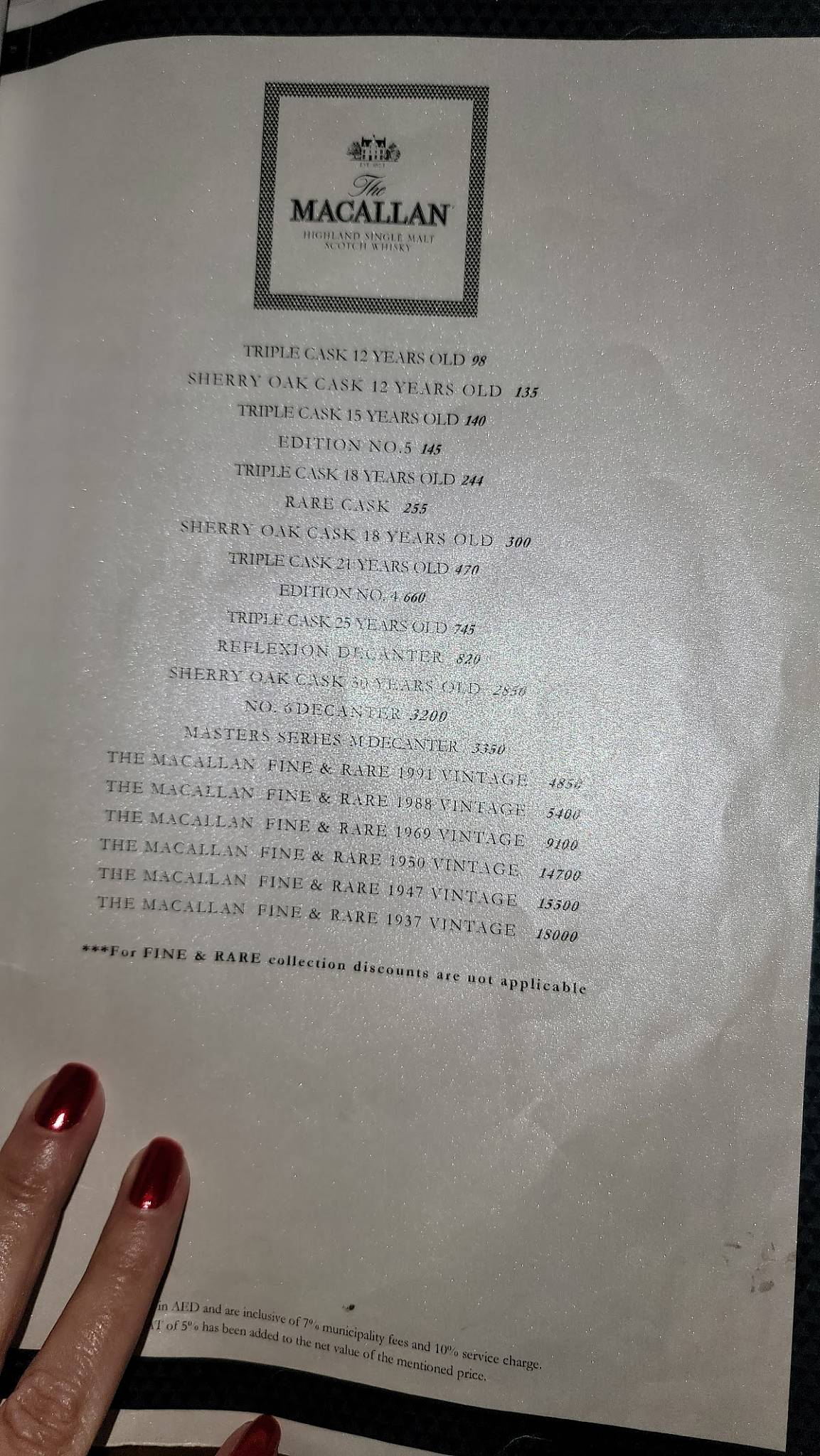Menu at Atmosphere Burj Khalifa restaurant, Dubai, 57XF+J8R Burj ...