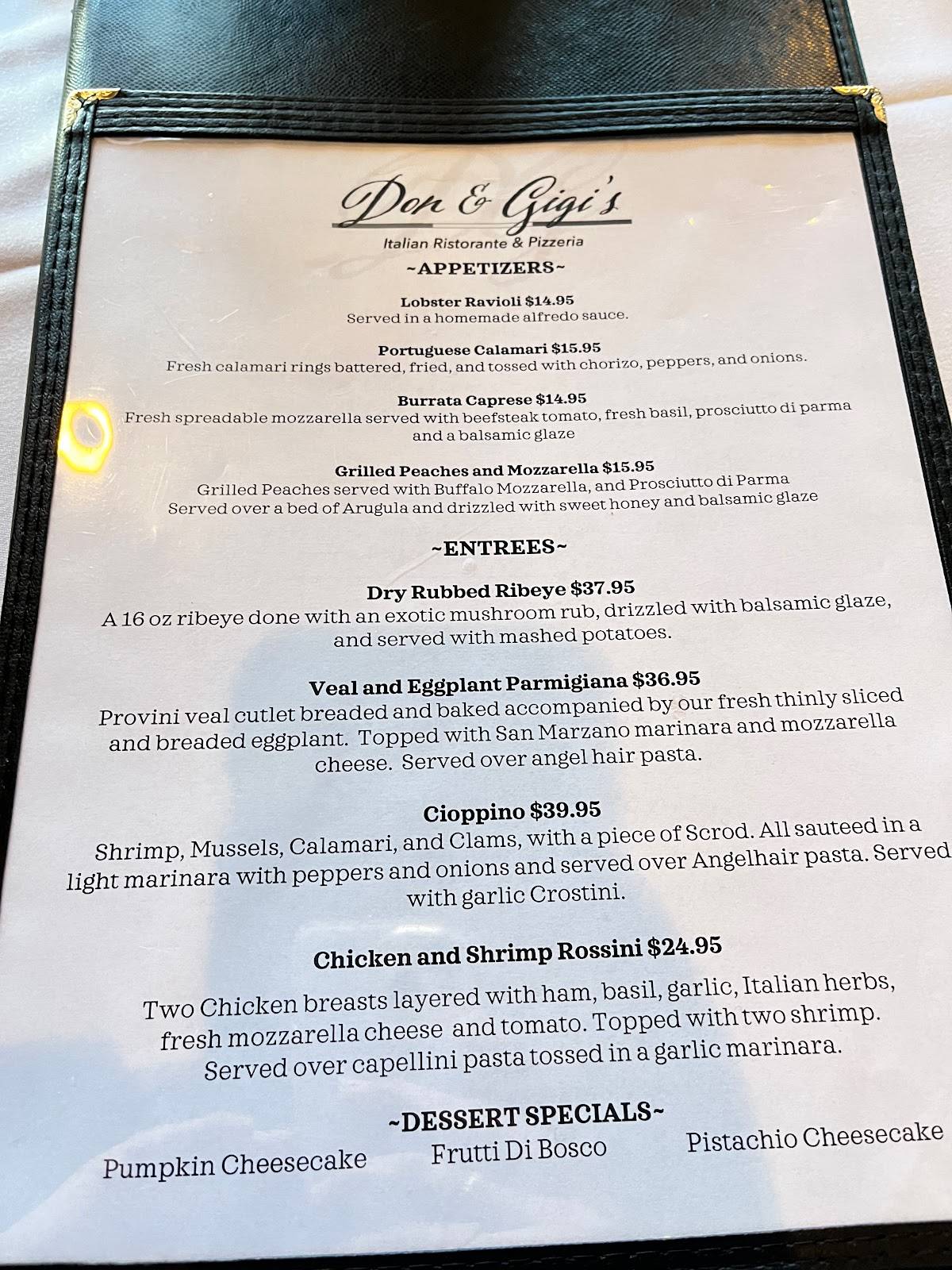 Menu at Don & Gigi’s Italian Ristorante & Pizzeria, Attleboro