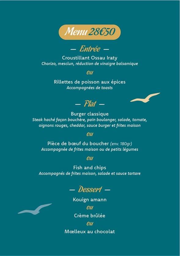 Menu au Au bistrot des grèves restaurant, Langueux