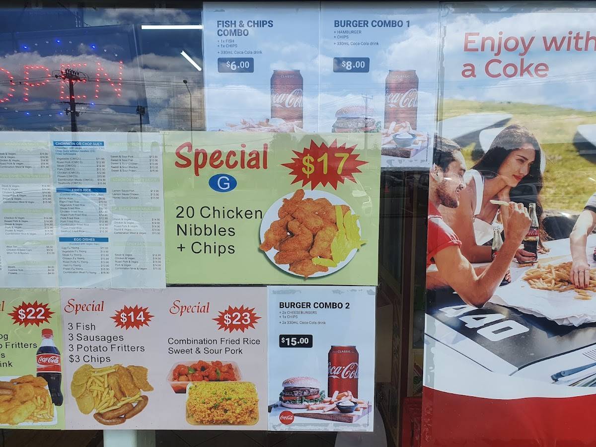 Menu at Blue Chip Takeaways restaurant, Kumeu
