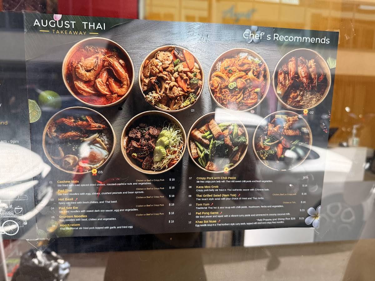 Menu at August Thai Takeaway restaurant, Auckland