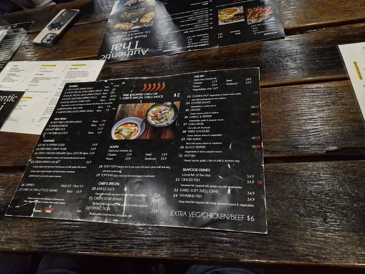 Menu at Authentic restaurant, Nelson Bay