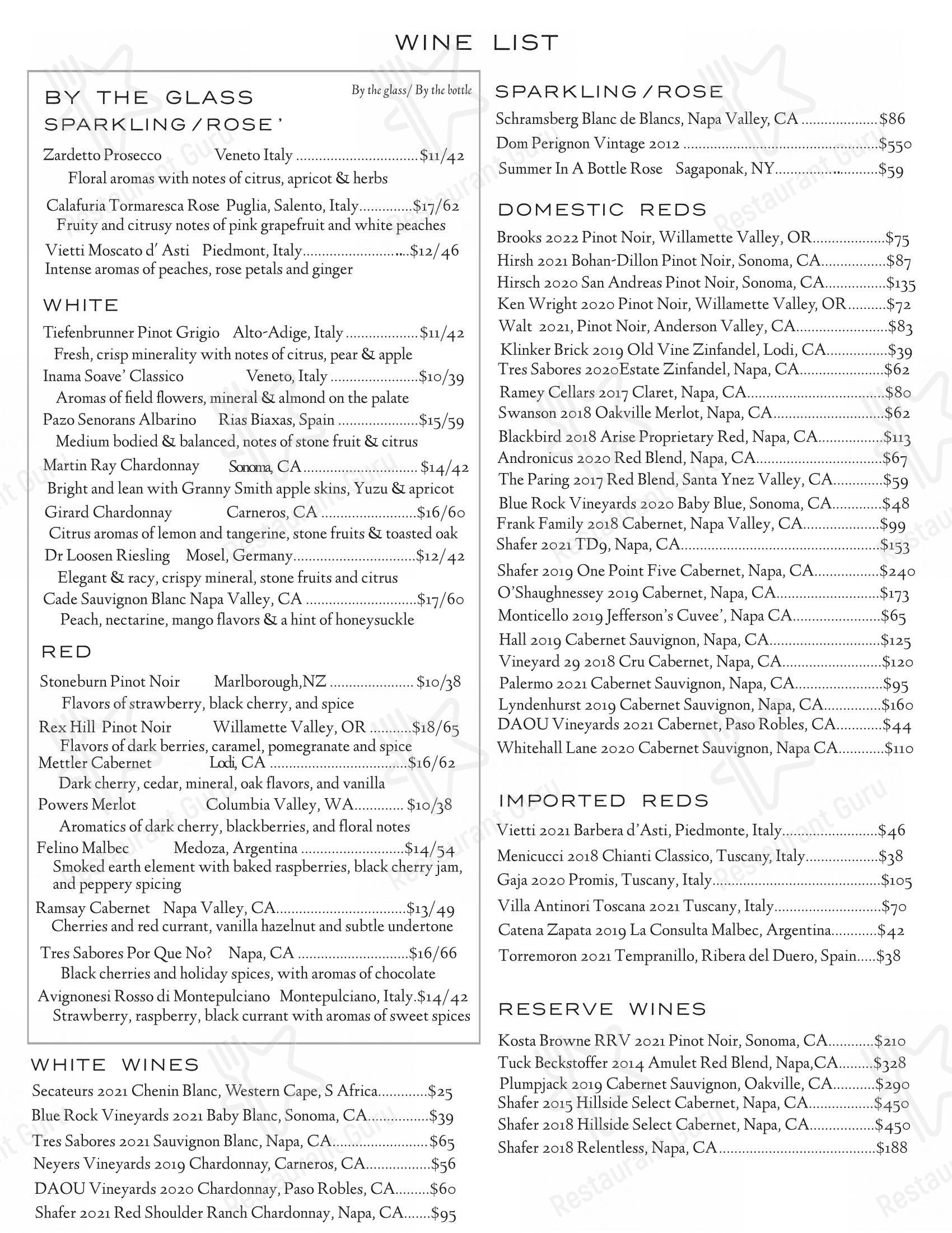 Carta del pub y bar Aventine Rome, Rome