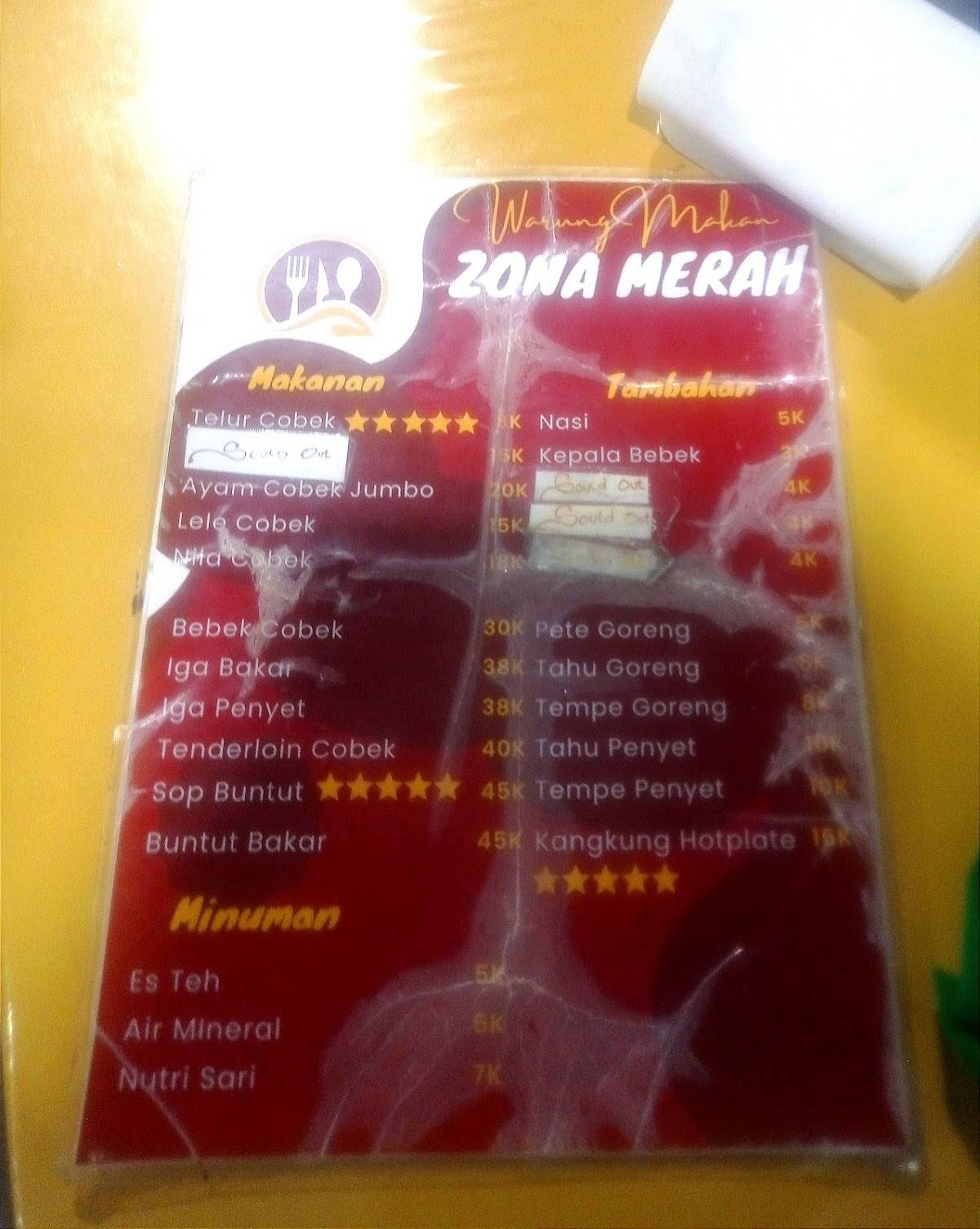Menu at Ayam Kari Pedas dan Rempah, "MAK JANG" restaurant, Samarinda