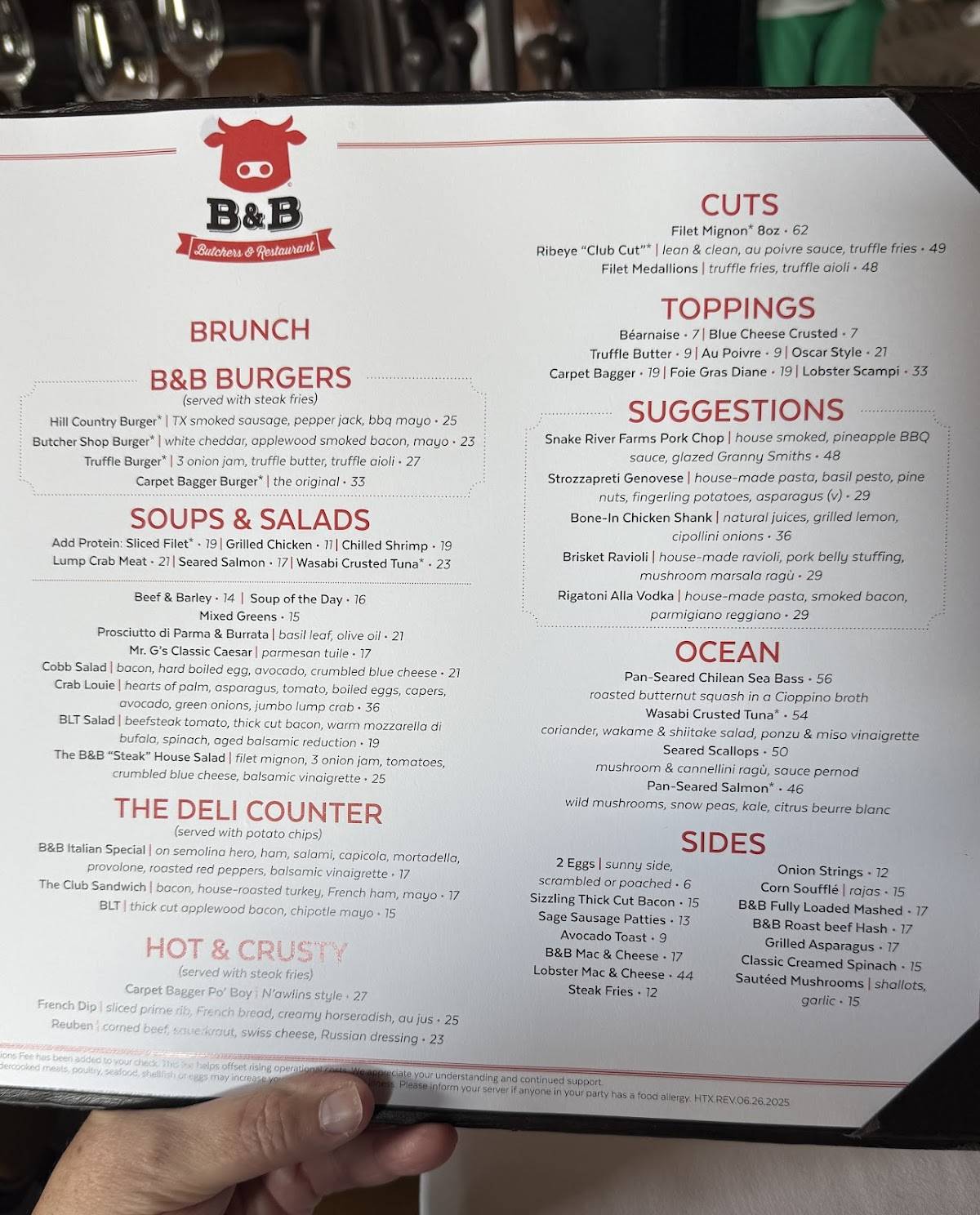 Menu at B&B Butchers pub & bar, Houston