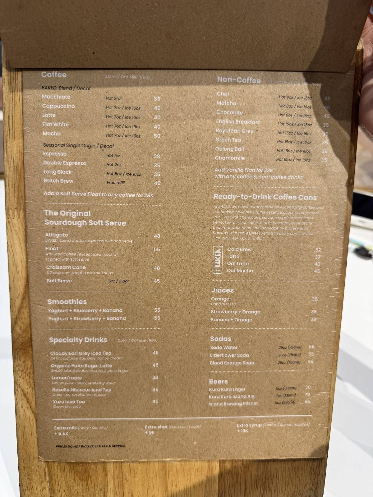 Menu at BAKED. Berawa cafe, Canggu, Jl. Raya Semat Gg. Kupu kupu No.1