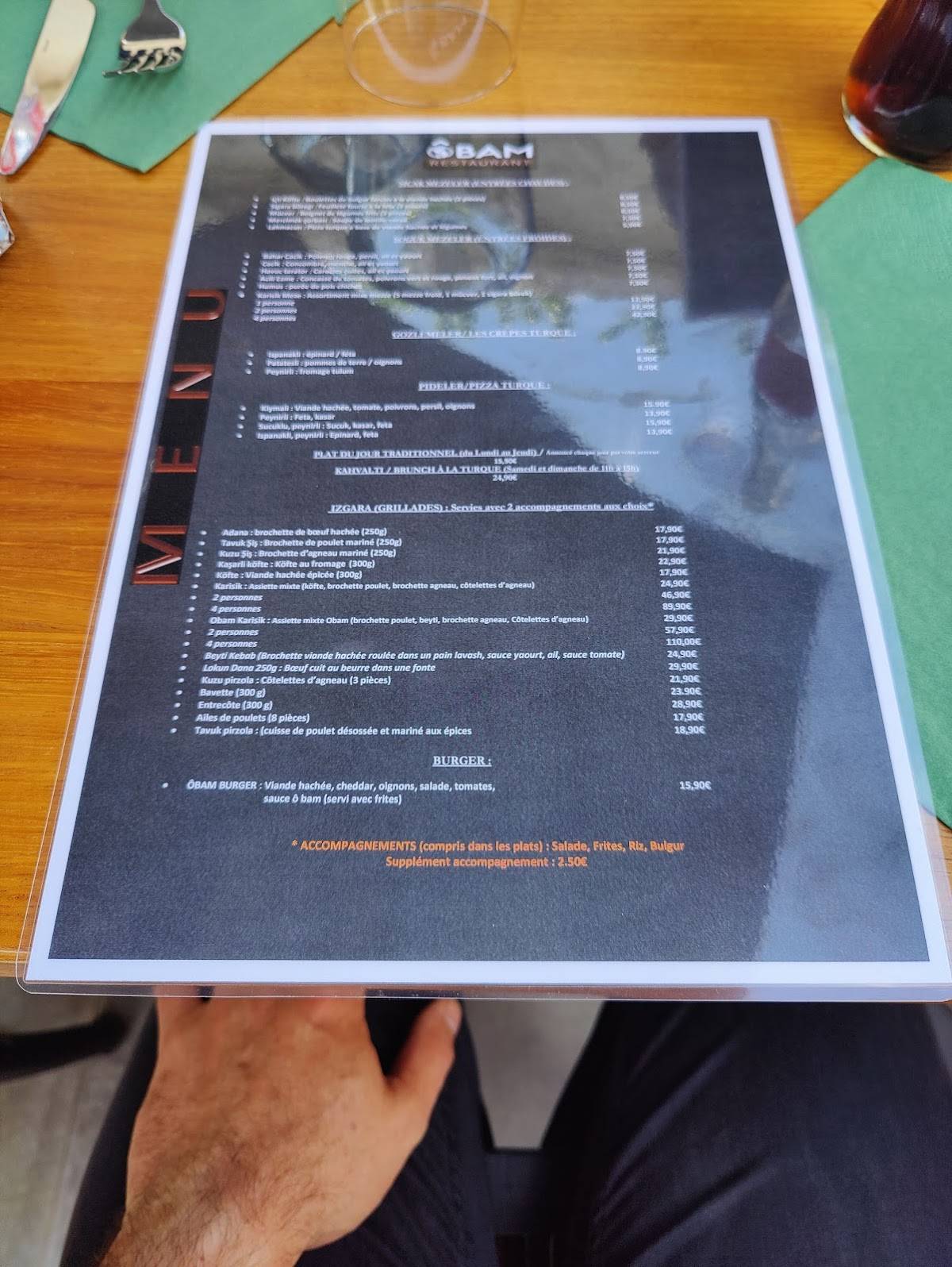 Menu au Ô BAM Restaurant, Torcy