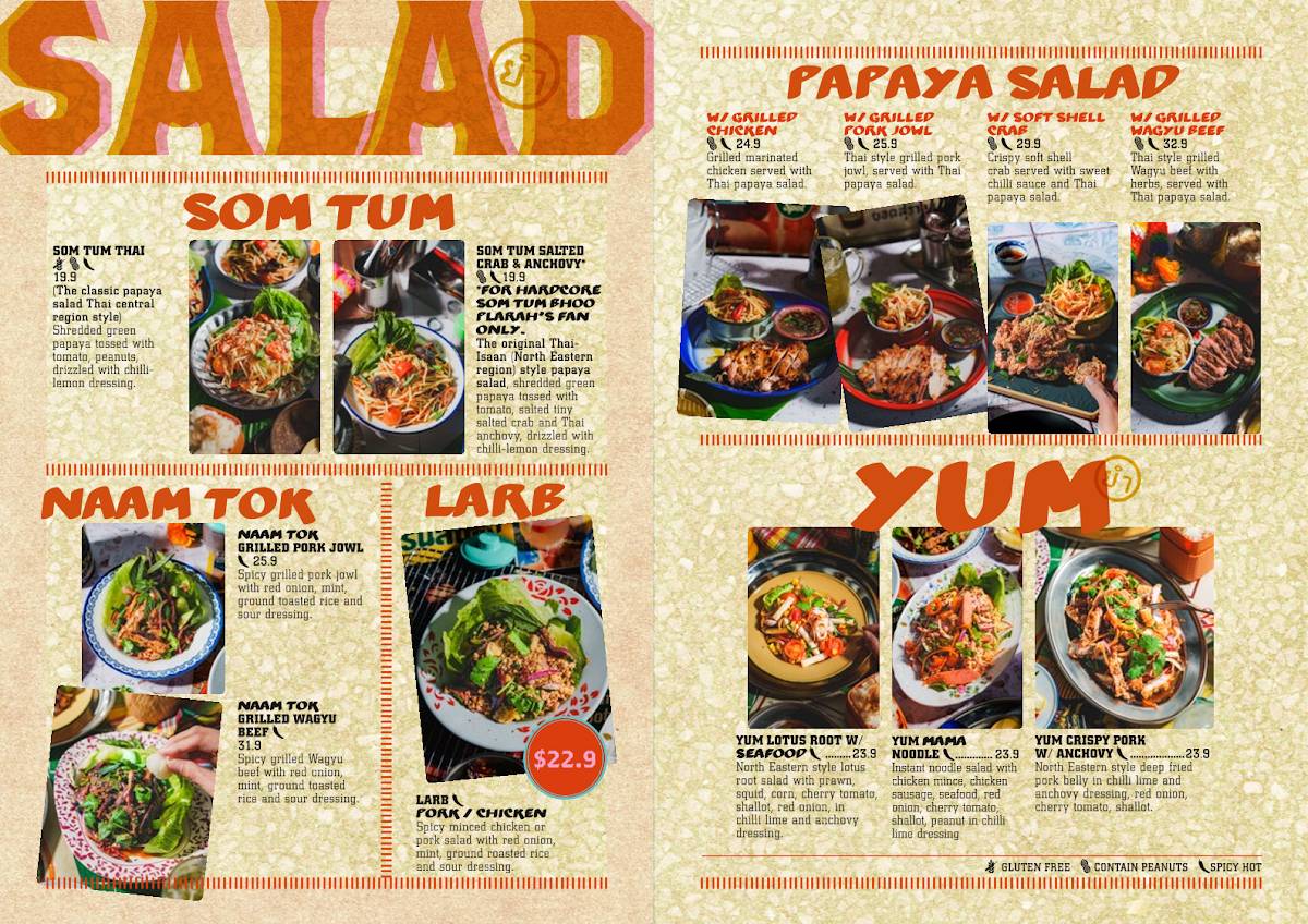 Menu at BB Thai Town restaurant, Adelaide