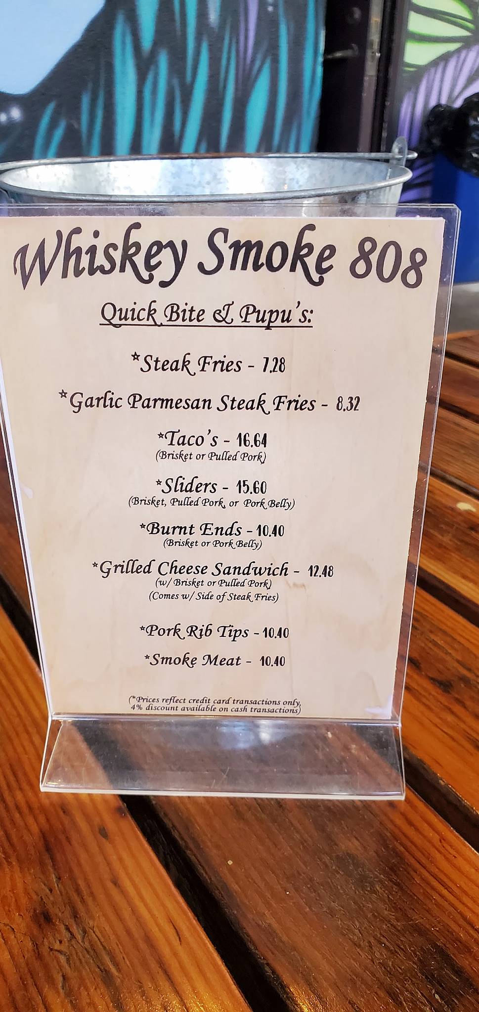 Menu at Whiskey Smoke 808 BBQ, Kaneohe