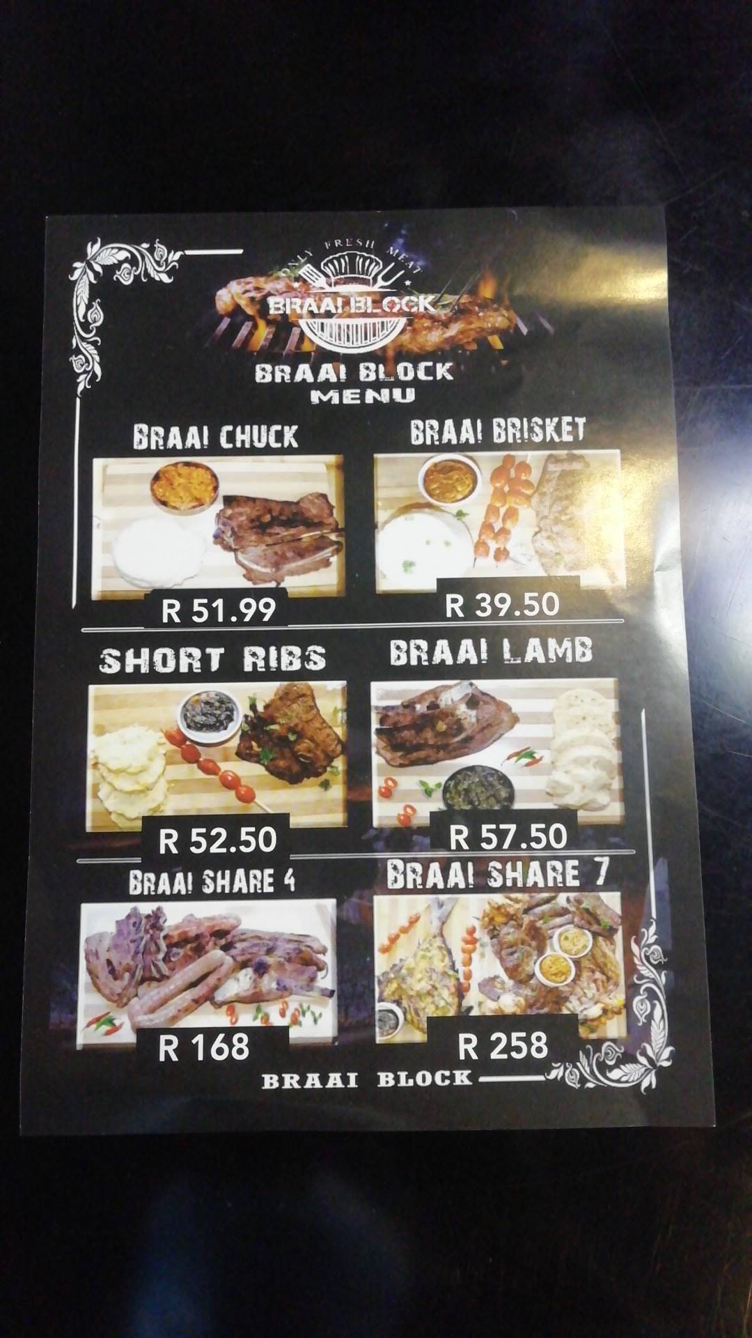 Menu at Braai Block TownSquare restaurant, Roodepoort