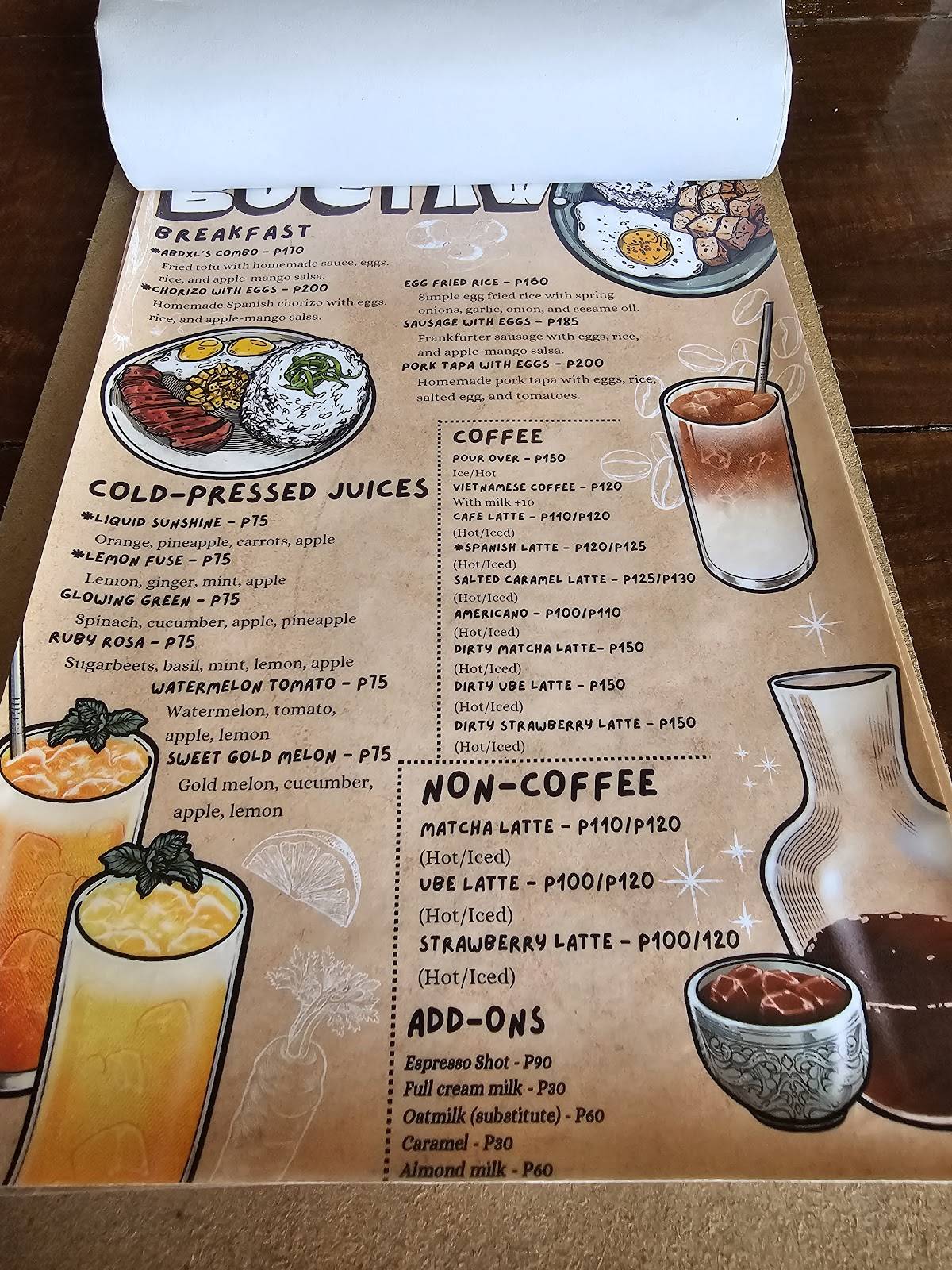 Menu at BUGTAW restaurant, Dumaguete