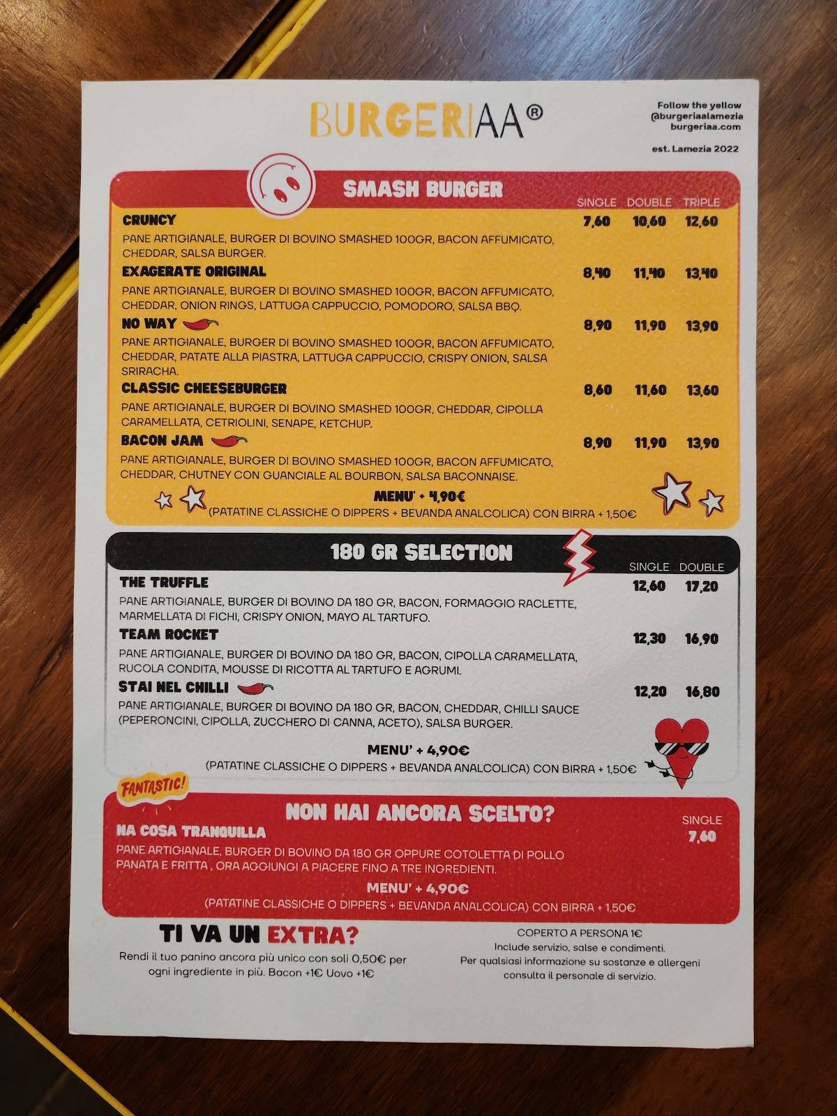 Menu da BURGERIAA ristorante, Lamezia Terme