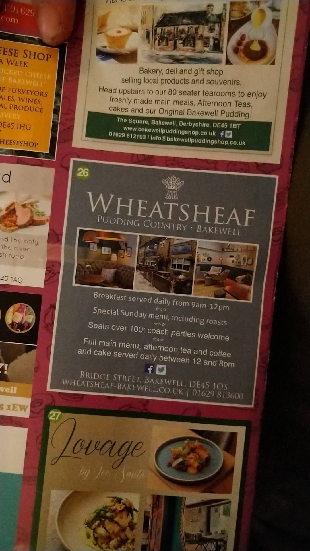 Menu at Wheatsheaf Pub and Pantry, Bakewell