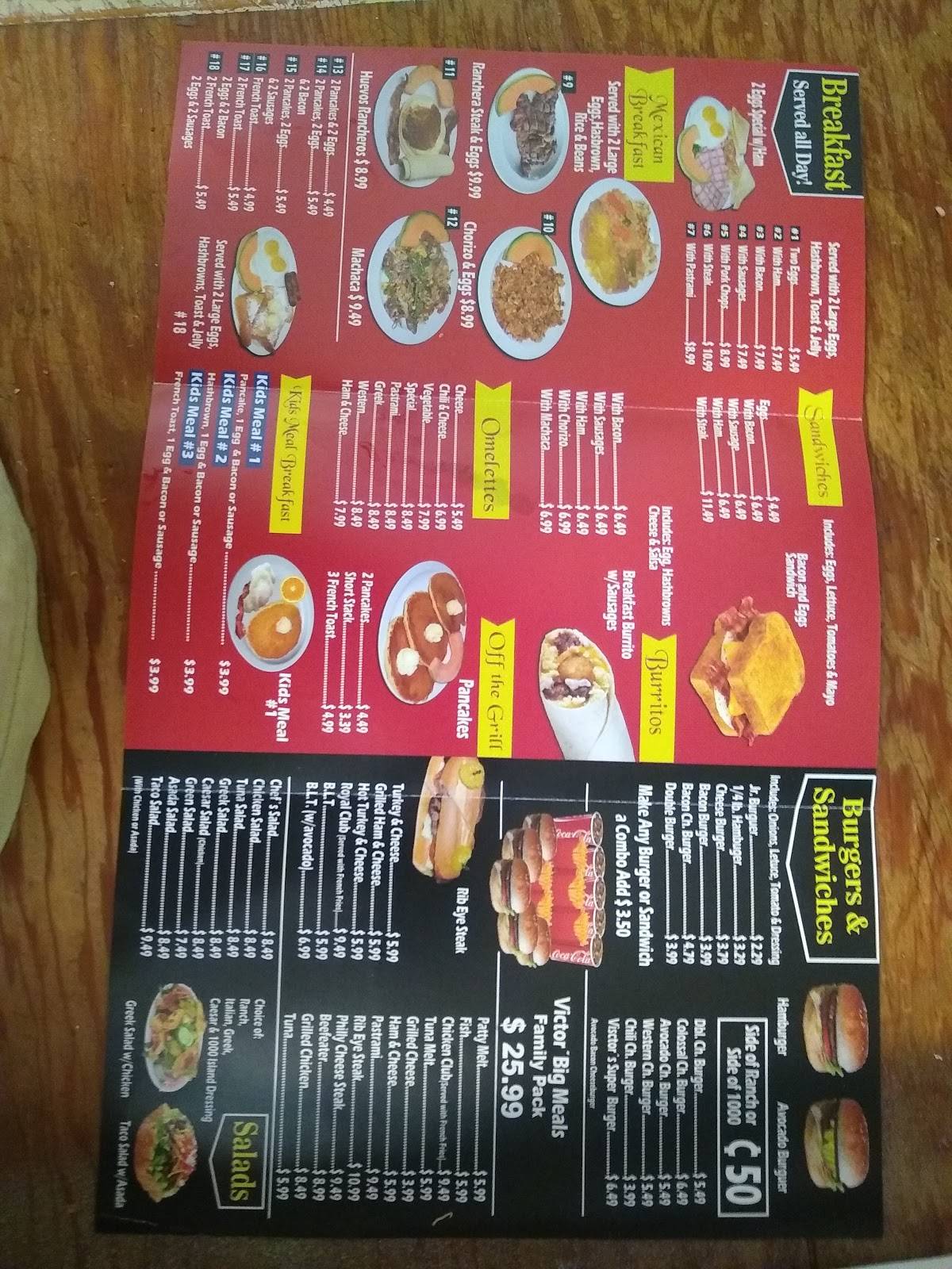 Menu at Victor's Villa restaurant, West Covina