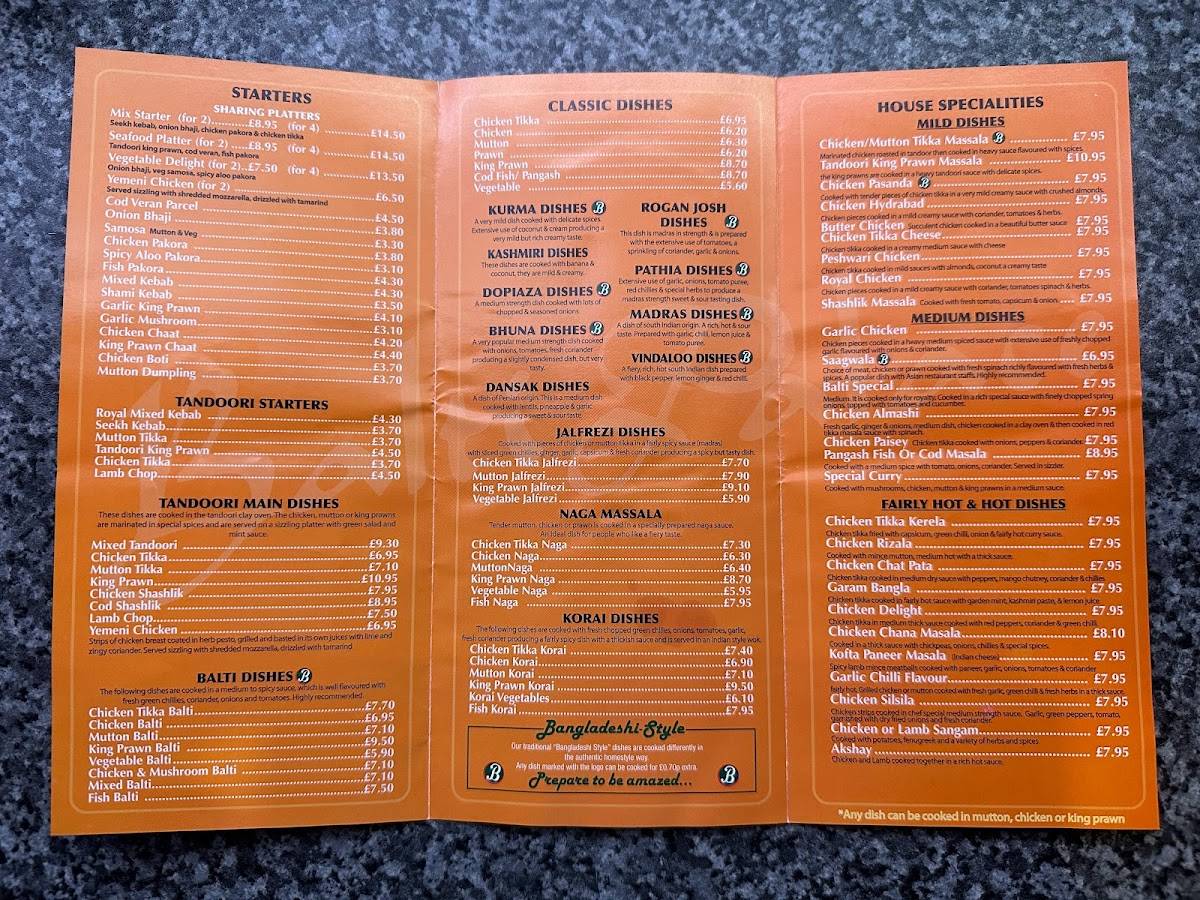 Menu at Balti Palace Darton restaurant, Barnsley, 74 Church St