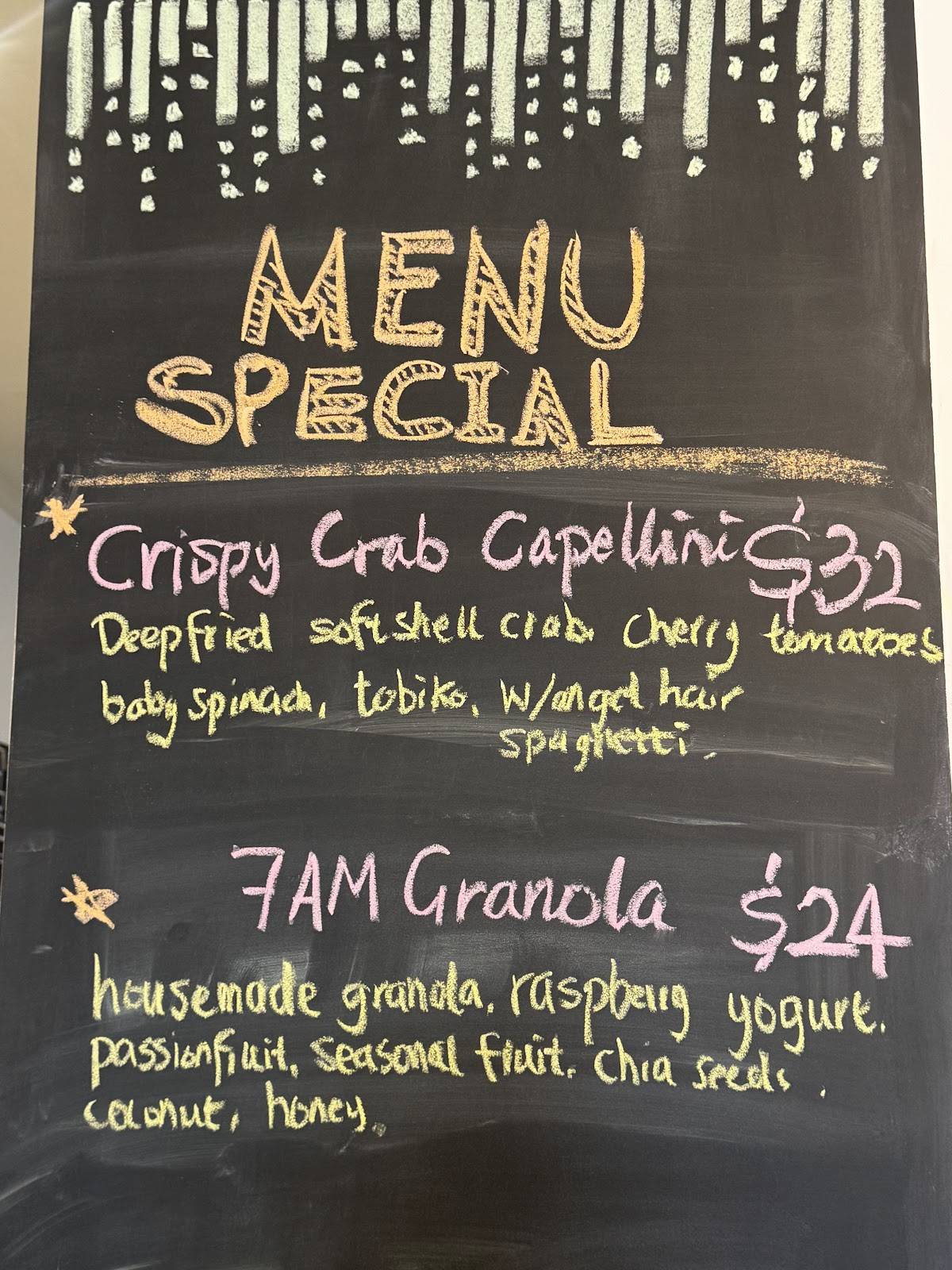 Menu at 7AM CAFE, Balwyn