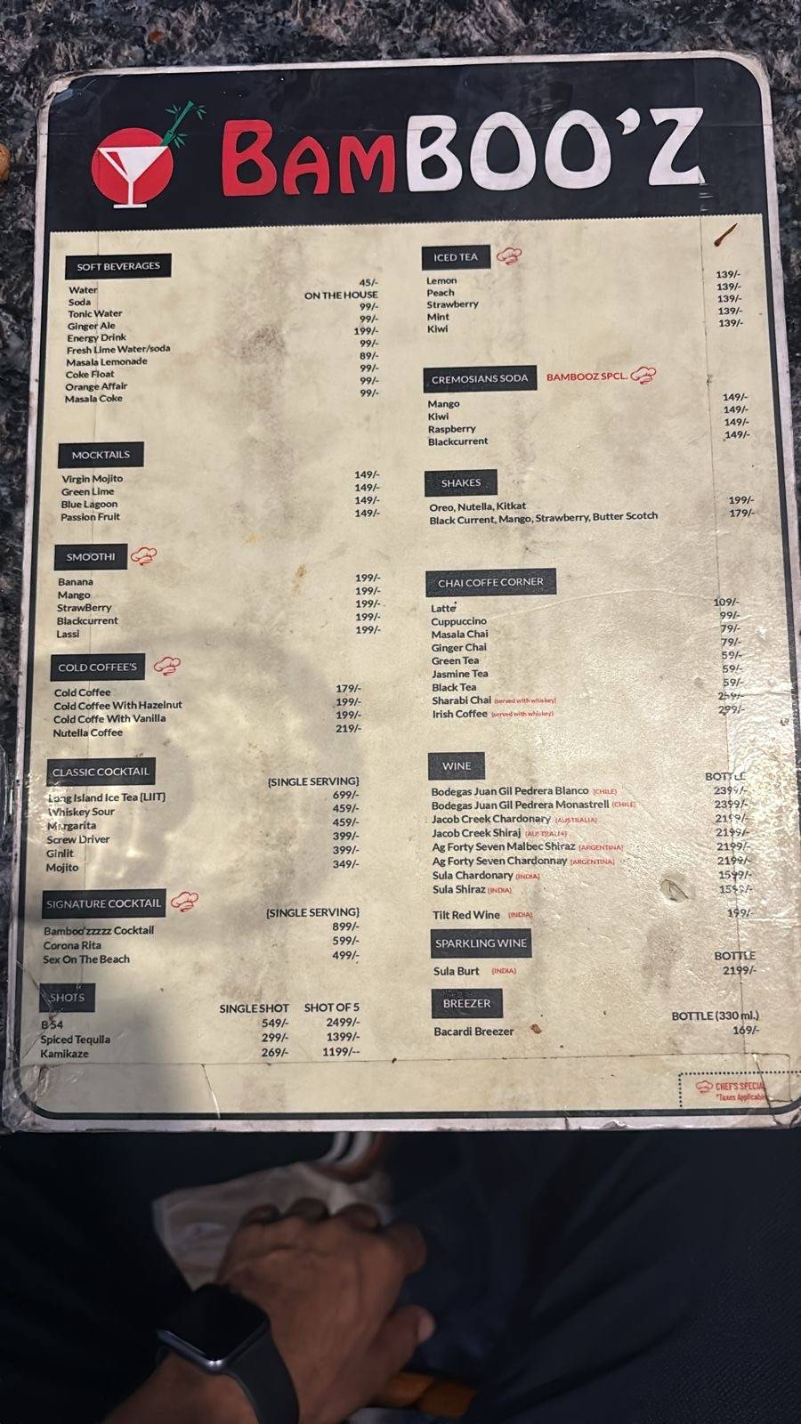 Menu at Bamboo'z Rooftop, Rudrapur