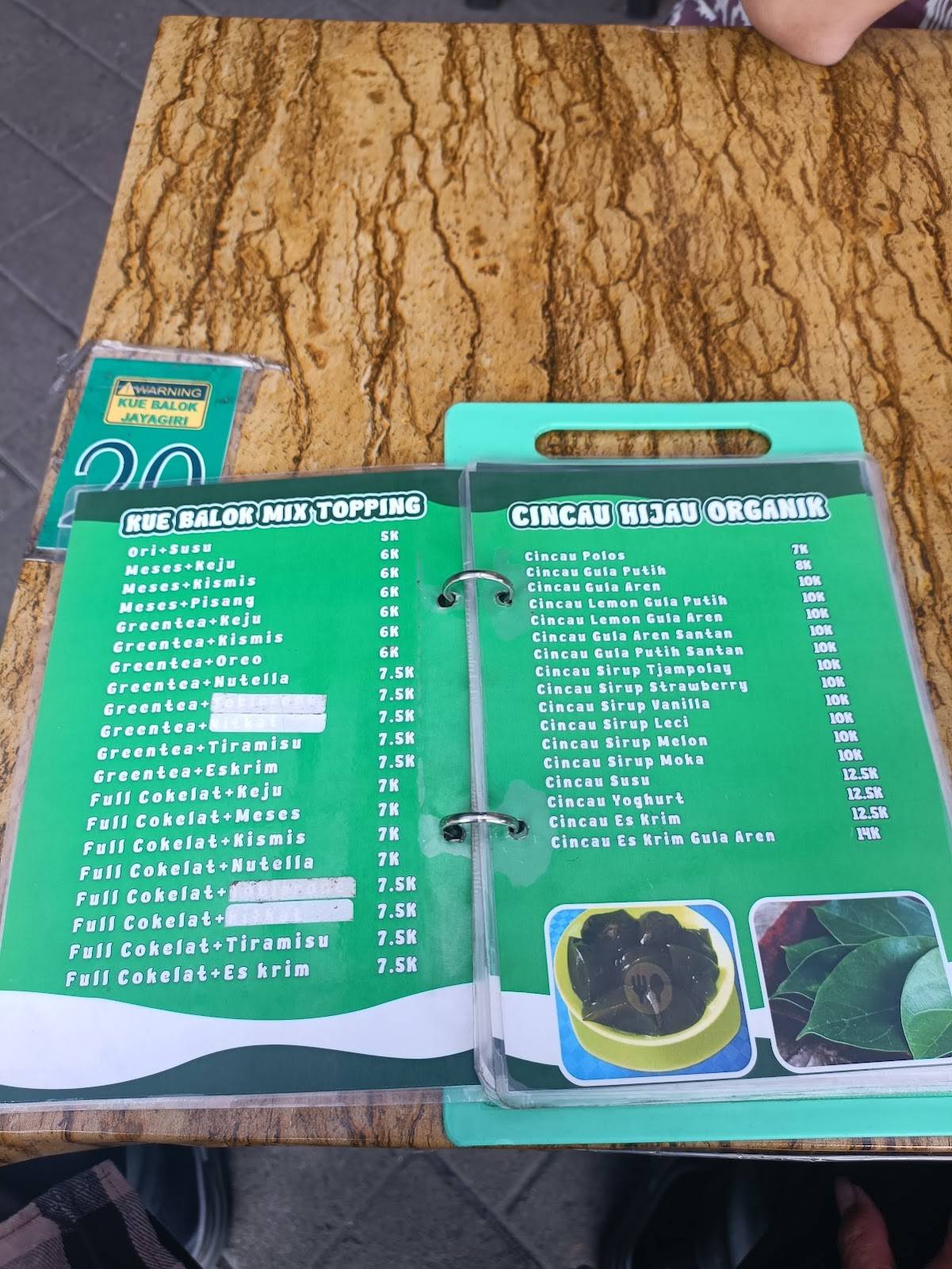 Carta del café Kue Balok dan Cincau Hijau Jayagiri, Bandung
