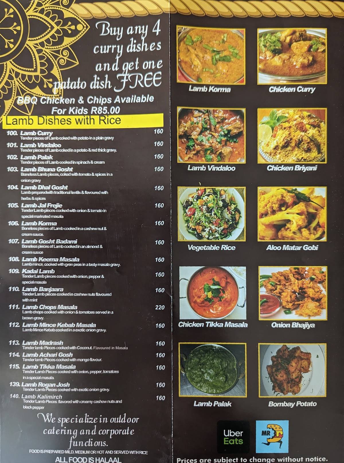 Menu at Banjaara Indian Restaurant Lonehill, Sandton, Leaping Frog ...