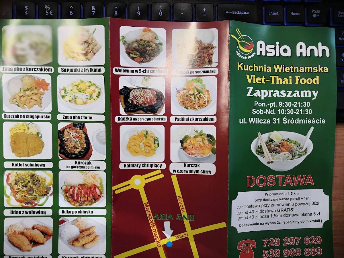 Menu at Bar Asia Anh Viet-Thai Food, Warsaw, Wilcza 31