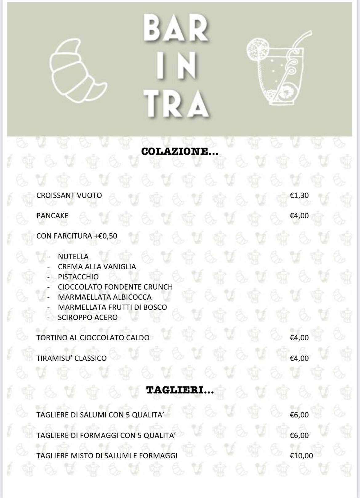 Menu da Bar Intra di Giorla A., Intra