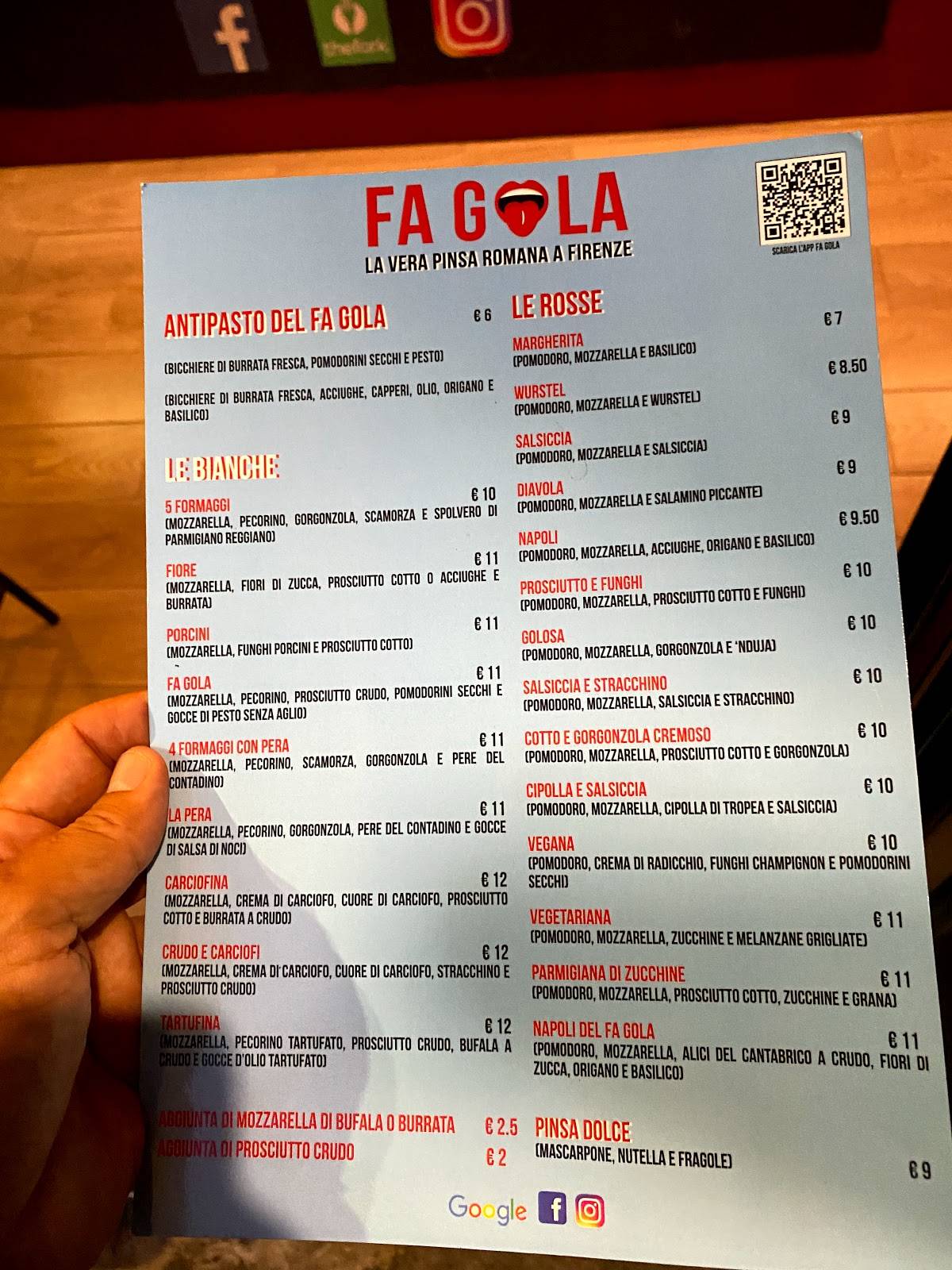 Speisekarte von Bar Marisa, Florenz, Via Luca Landucci