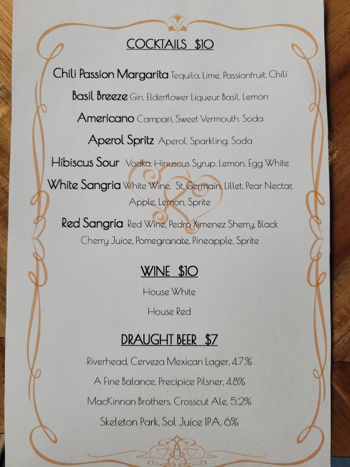 Menu at Mayla pub & bar, Kingston