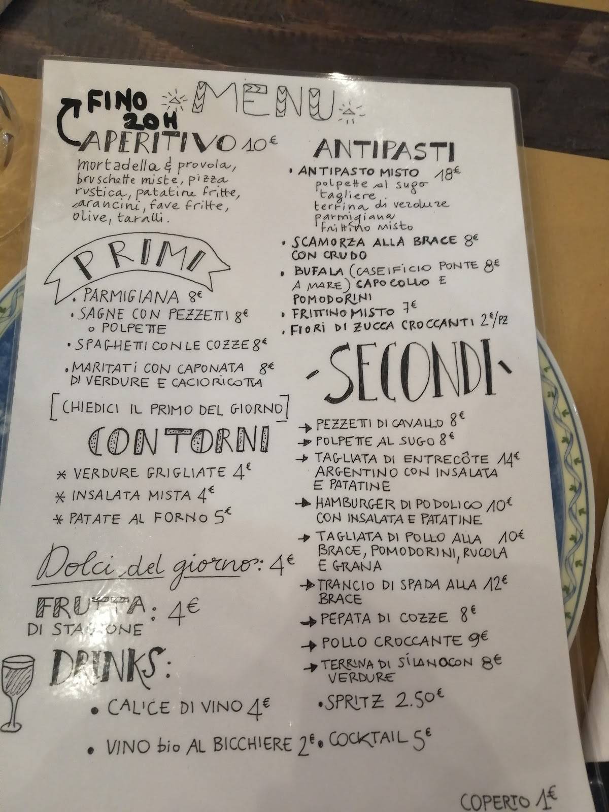 Menu da Bar Moro Obelisco - Vineria con cucina tipica leccese, Lecce