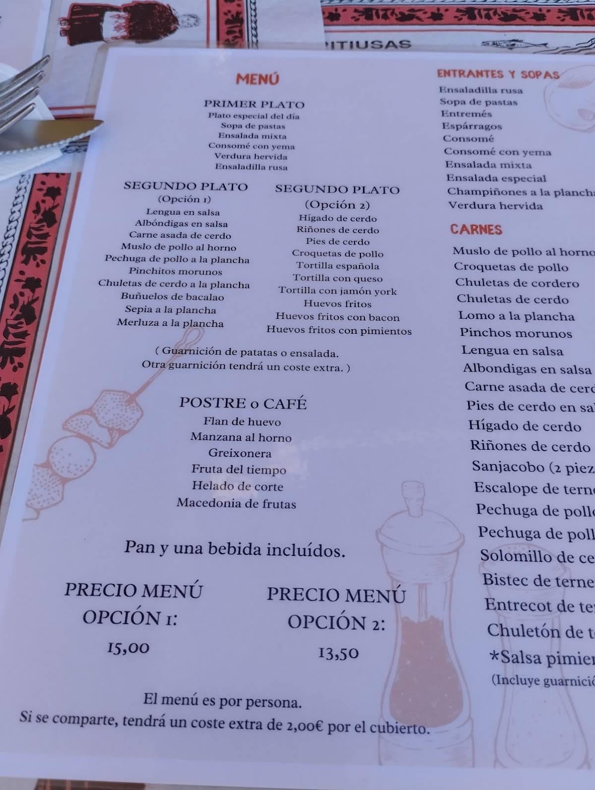 Menu at Bar Restaurant ASTRO, Ibiza