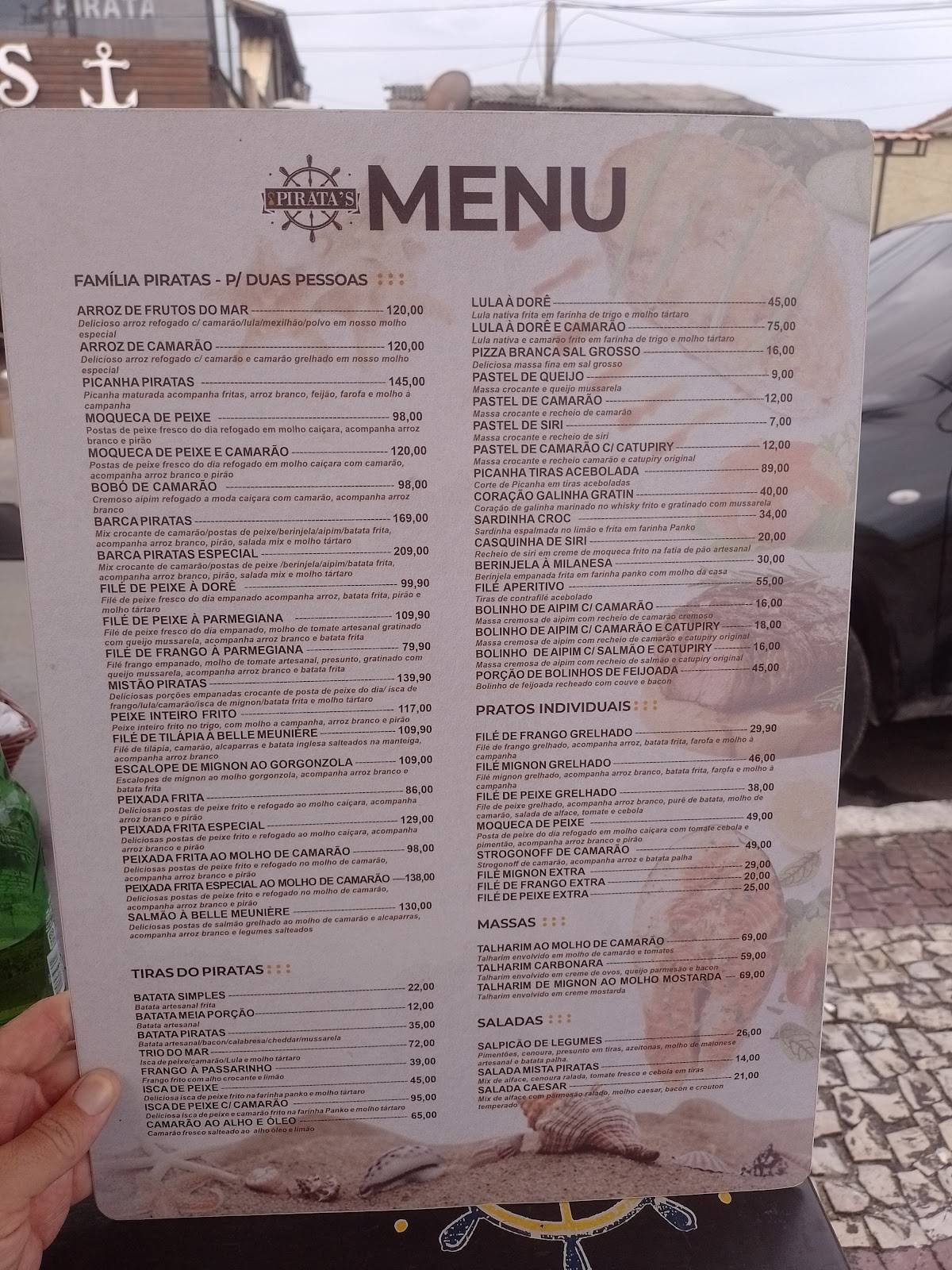 Menu em Bar da Praia, Rio de Janeiro