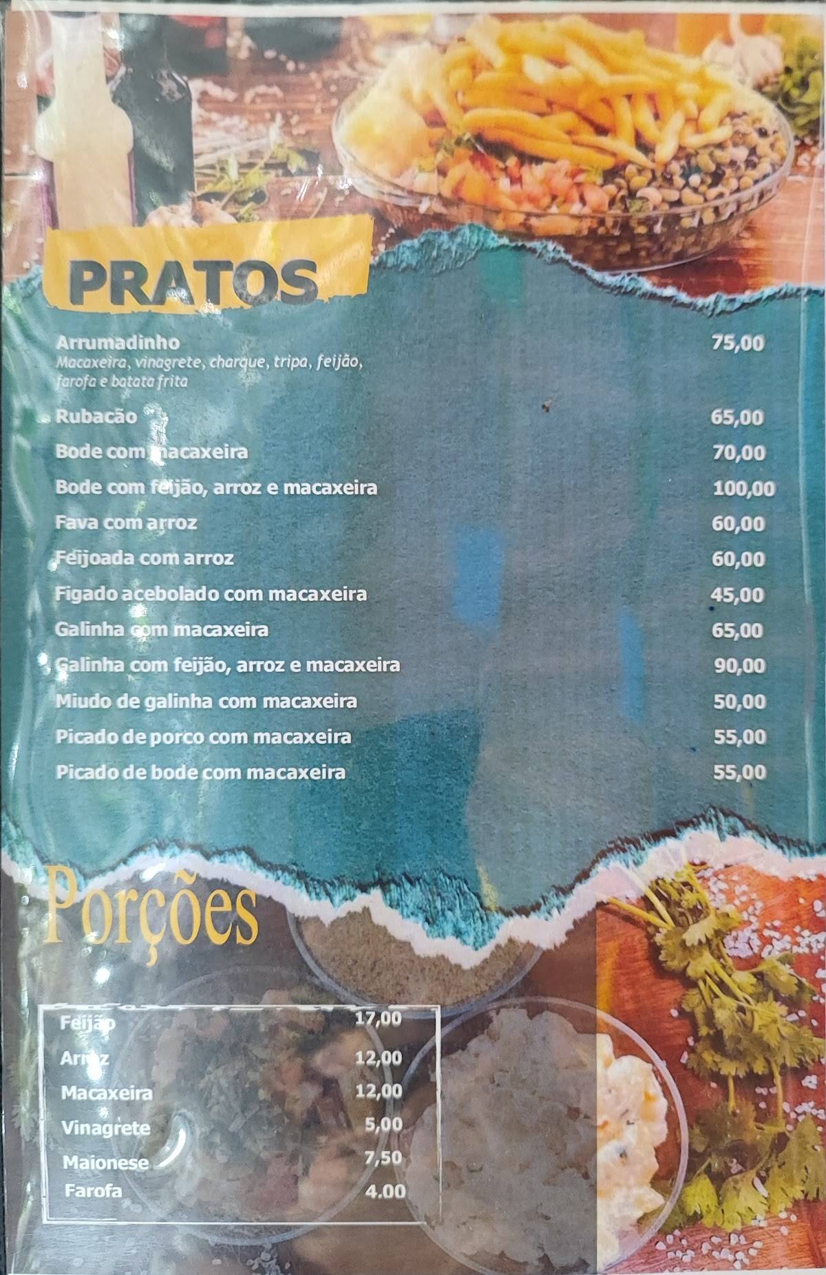 Menu em Bar do Flávio, João Pessoa