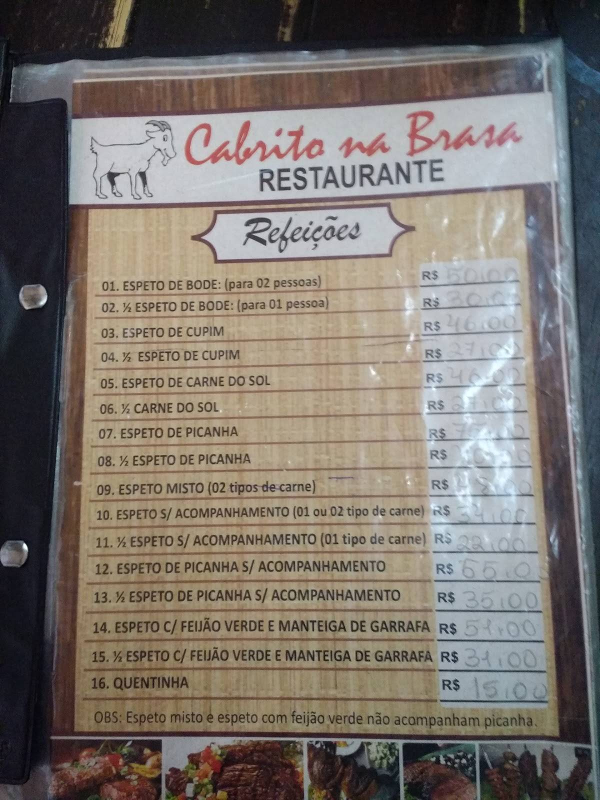 Menu at Bar e Restaurante cabrito na Brasa, Camaçari, 135