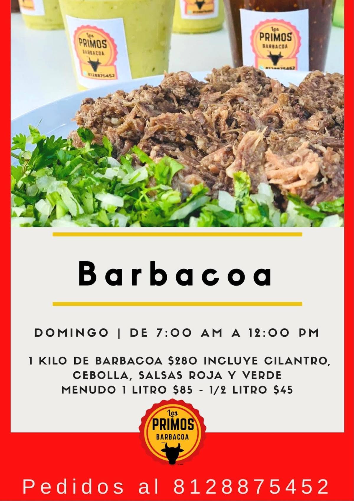Menu at Barbacoa Los Primos, Monterrey