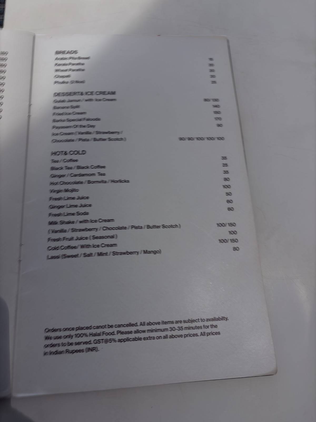 Menu at Barka Restaurant Kannur, Kannur