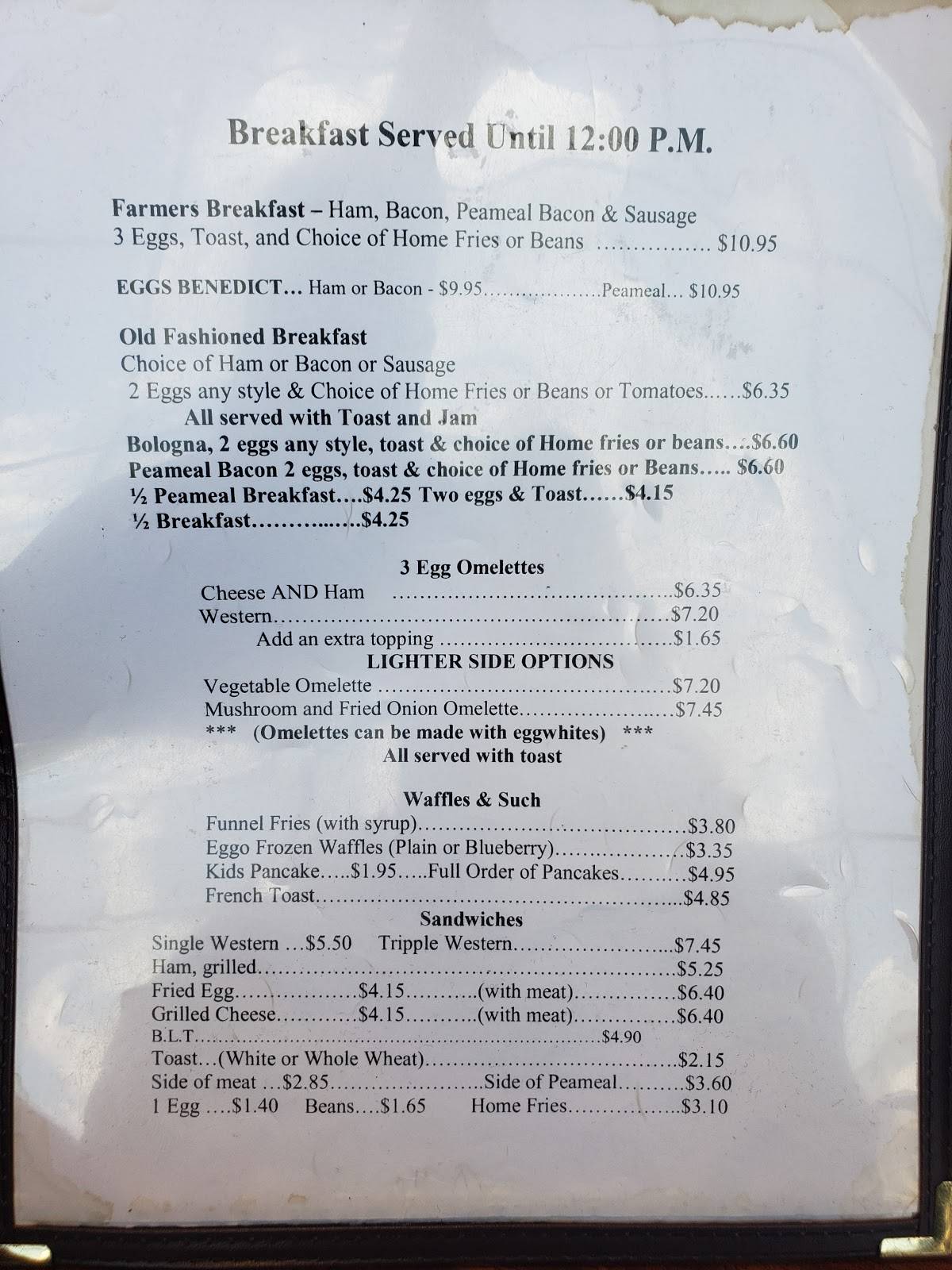 Menu at Barnacle Bill's, Cambridge, 47 Grand Ave S