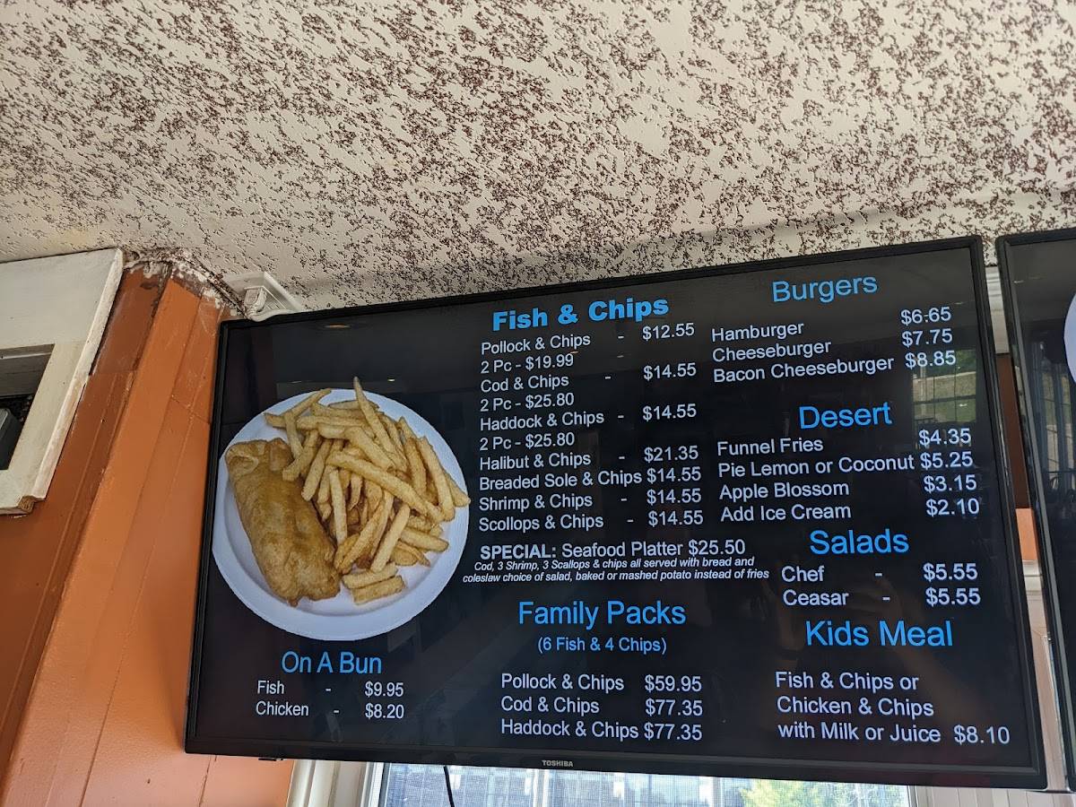 Menu at Barnacle Bill's, Cambridge, 47 Grand Ave S